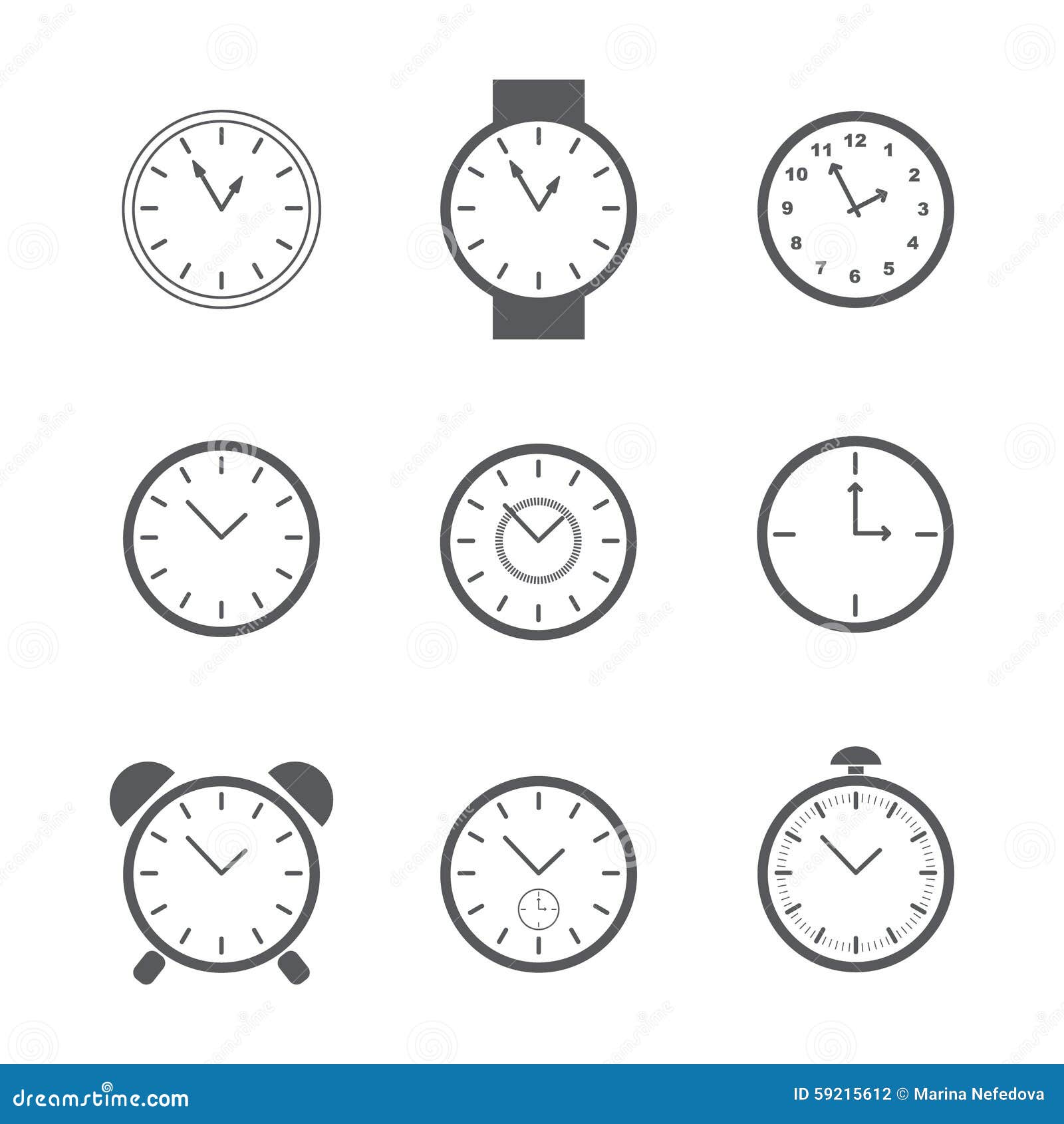 Set of simple clock icons. stock illustration. Illustration of classic ...