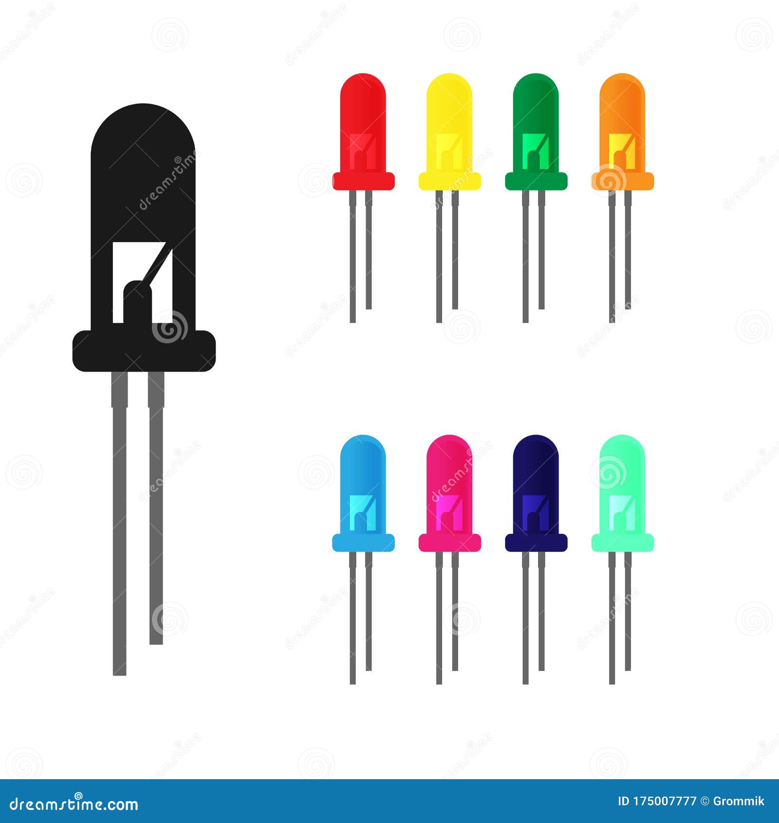 Set of Simple Colored LED Icons. Simple Design Stock Vector ...