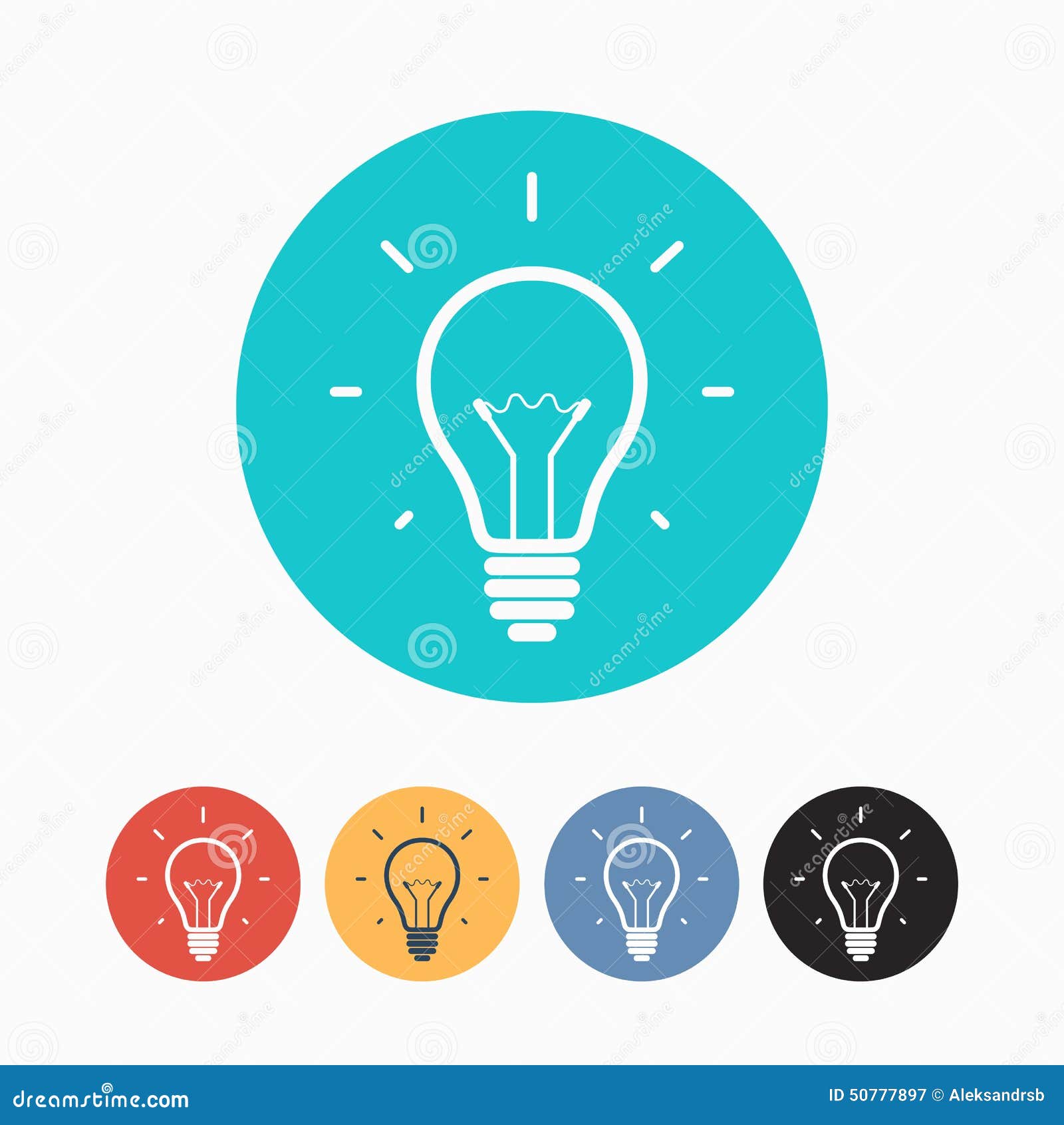Set of Simple Colorful Light Bulb Icons Stock Vector - Illustration of ...