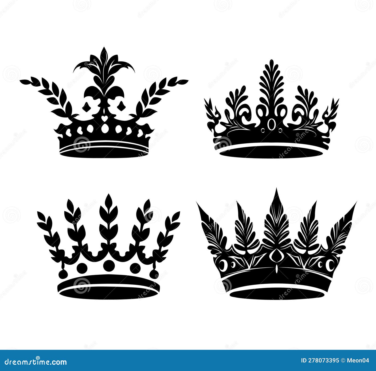 Set of Simple Crowns with Plants Elements. Second Collection Stock ...