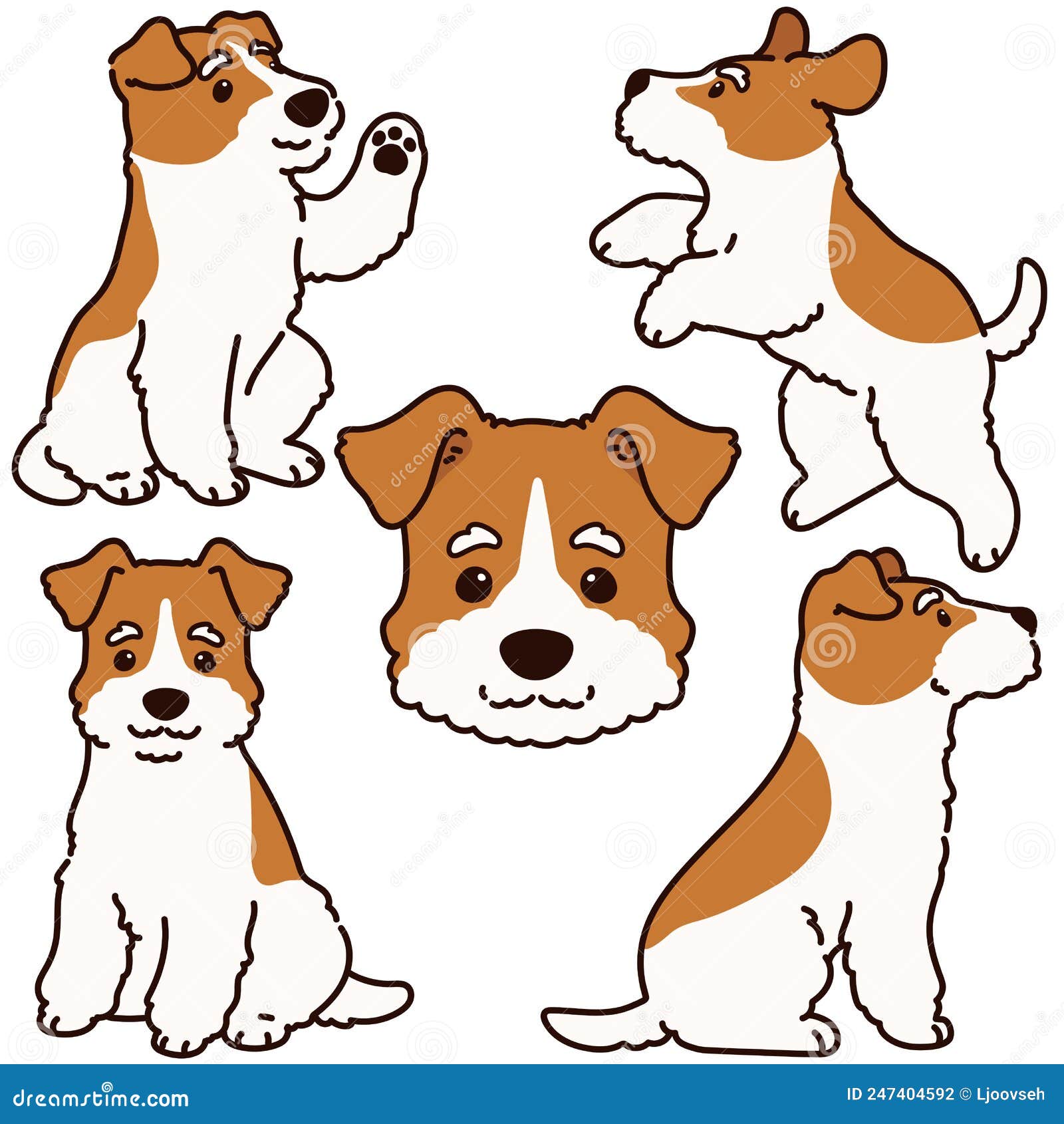 Set of Simple and Cute Outlined Fox Terrier Illustrations Stock Vector ...