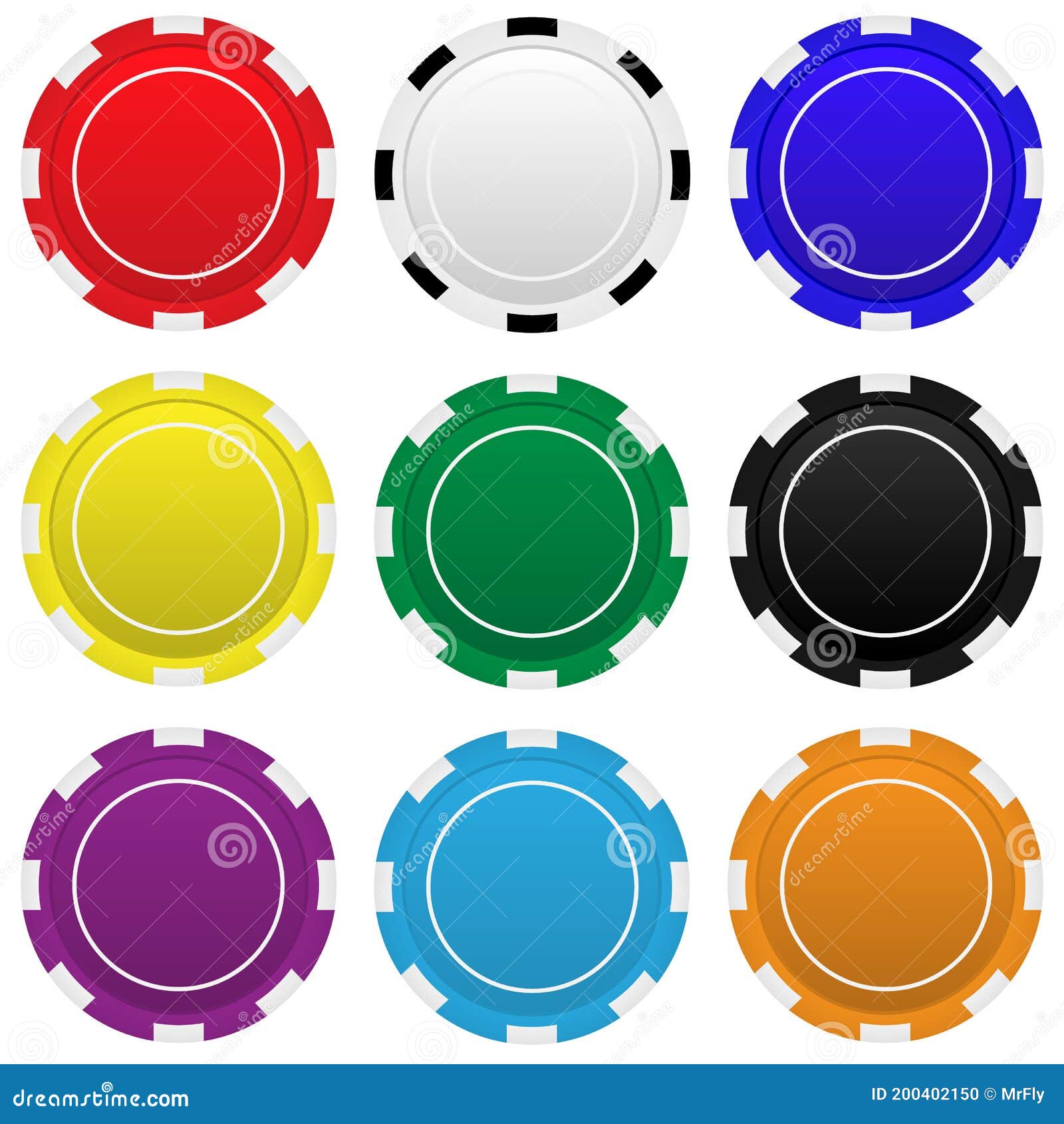 Set of Simple 2D Poker Chips, Isolated, Vector Illustration Stock ...