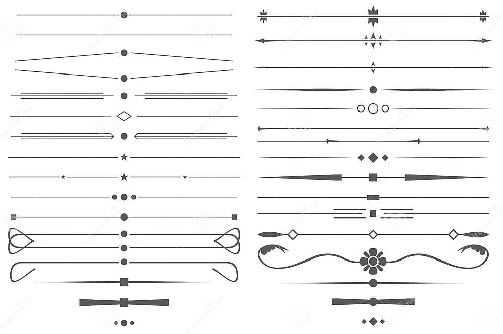 Set of Simple Decorative Page Dividers and Design Elements. Stock ...