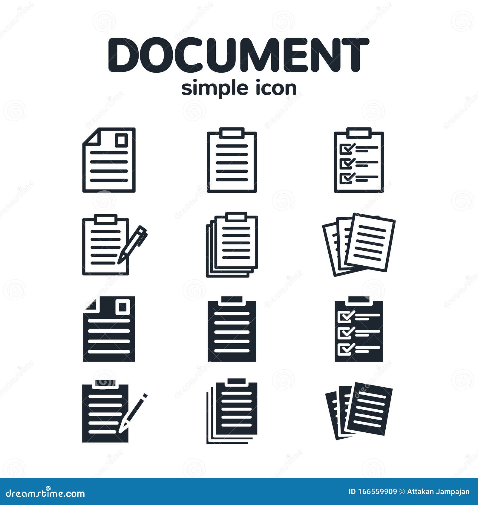 Set of Simple Document Icons. Stock Vector - Illustration of batch ...