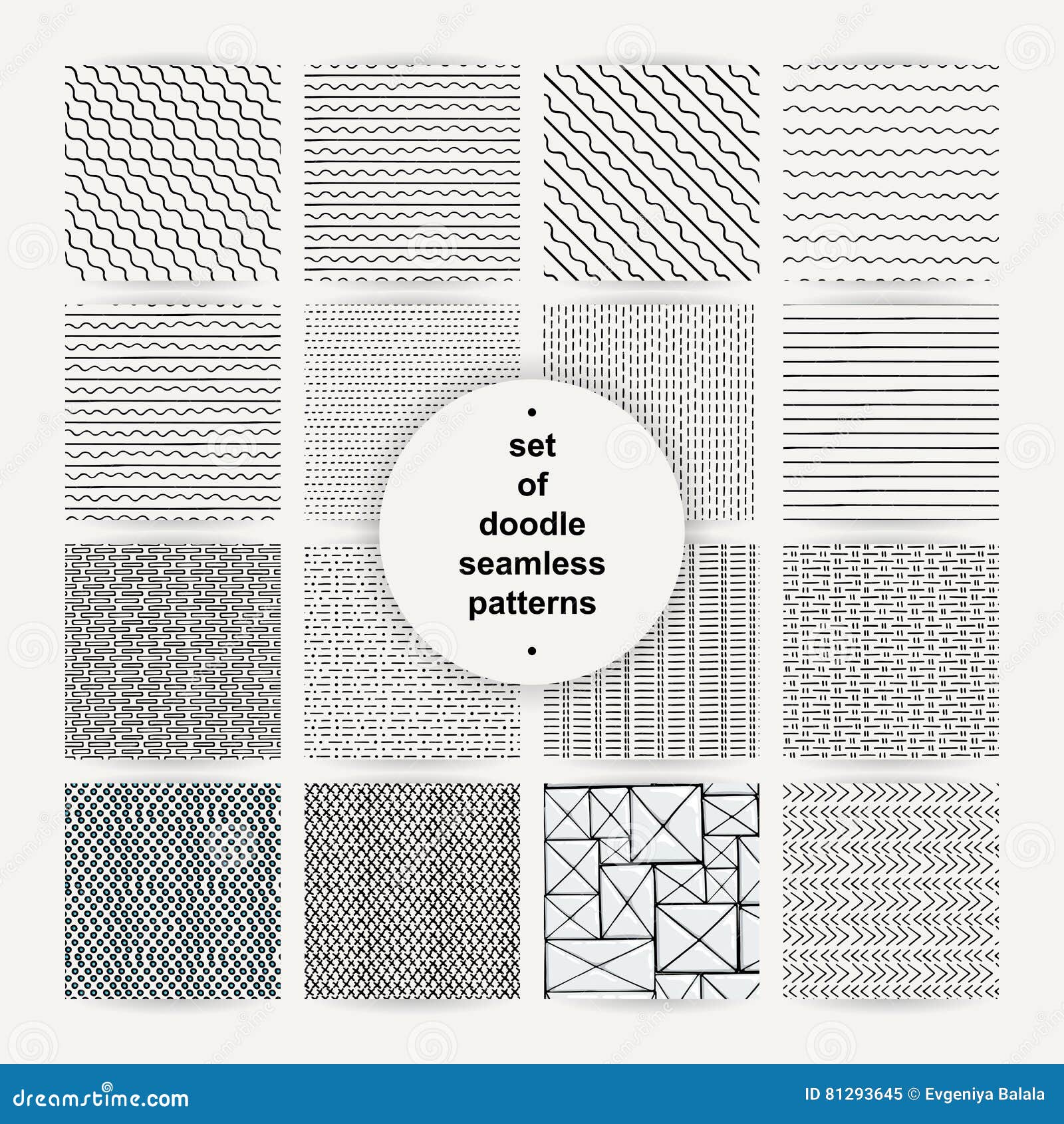 Set of Simple Doodle Seamless Patterns. Stock Vector - Illustration of ...