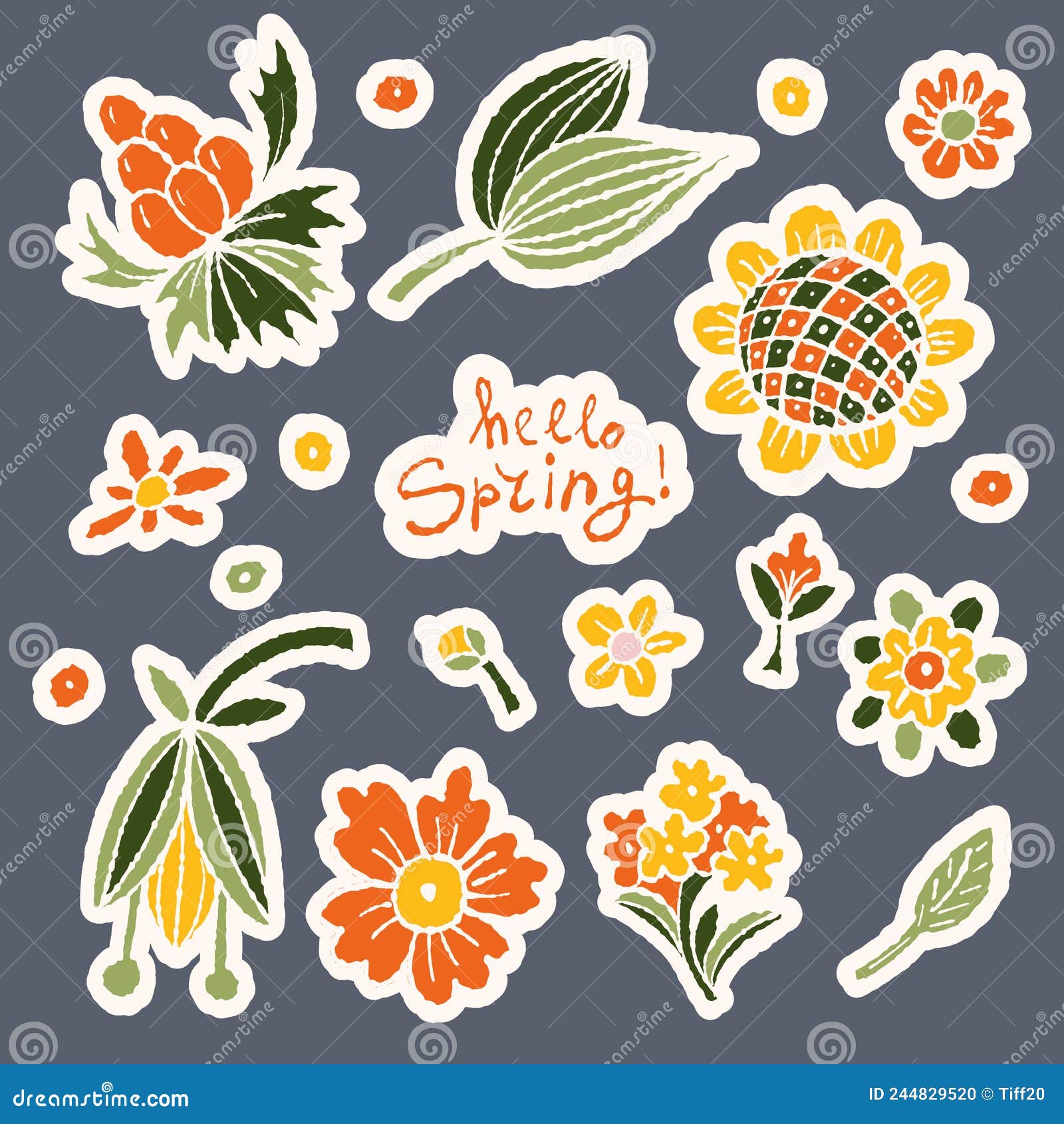 A Set of Simple Doodle-style Flowers Stock Vector - Illustration of ...