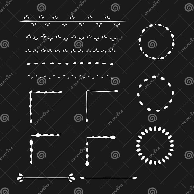 Set of Simple Dot Stone Vector Line, Divider, Frame, Corner and Border ...