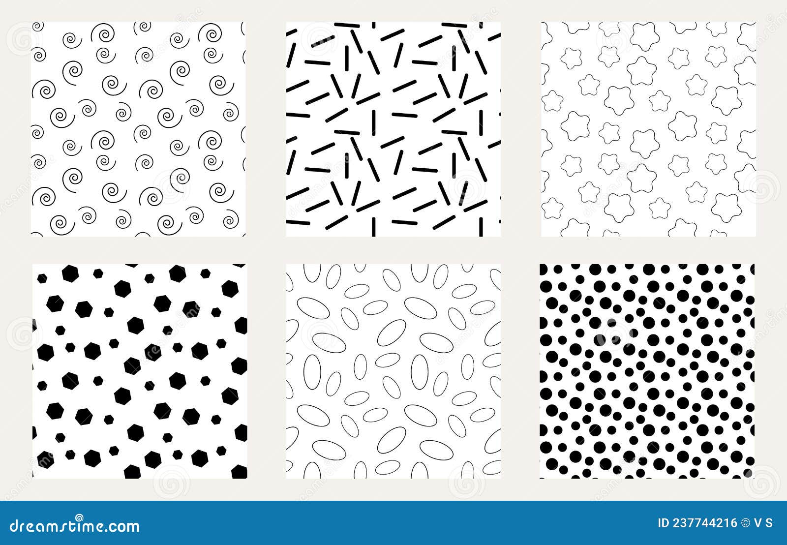 A Set of Simple Drawn Black and White Patterns. Seamless Patterns from ...