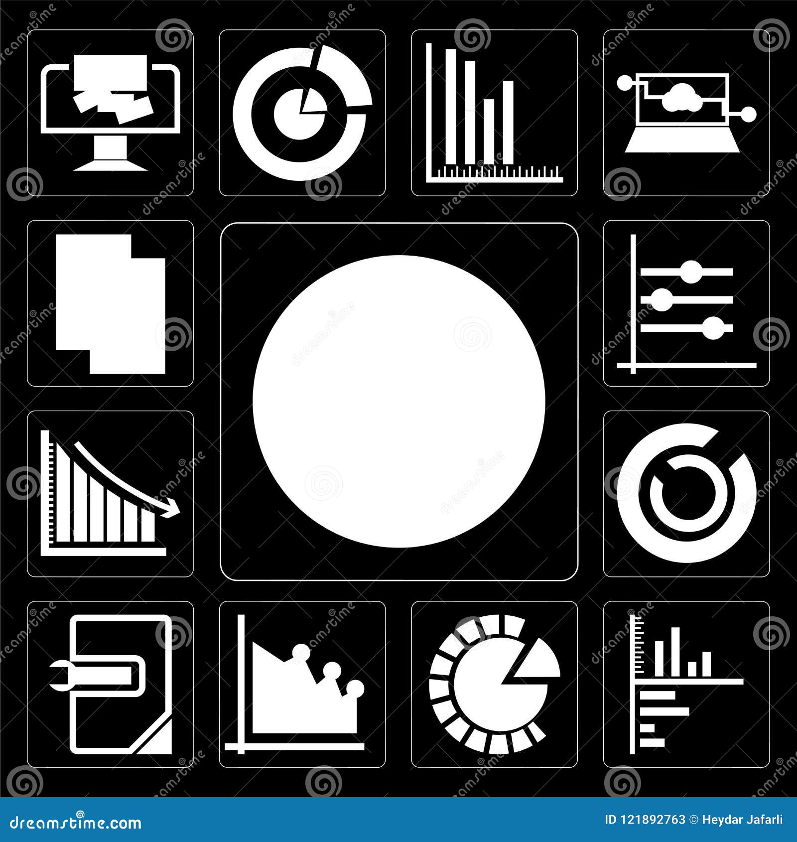Set of Analytics, Dual Bars Graphic Interface, Data Analysis Pie Chart Graphic, Page Setting Pie ...