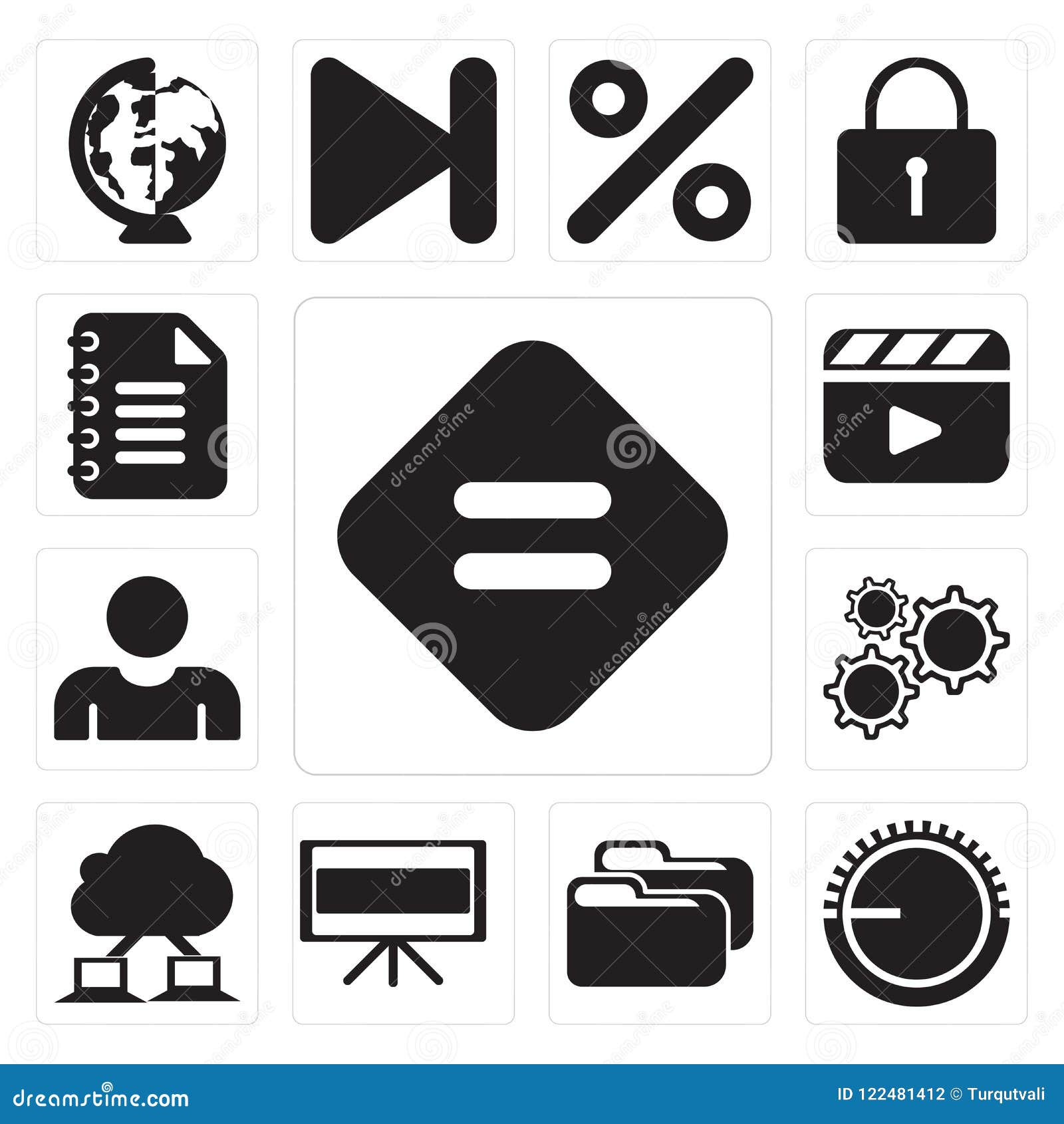 Set of Equal, Volume Control, Folder, Television, Cloud Computing ...
