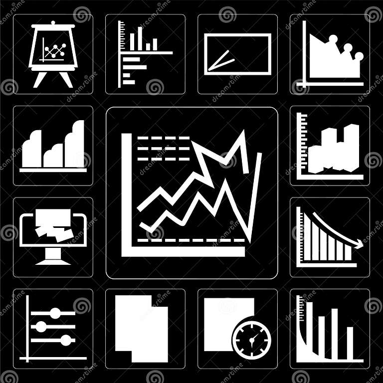 Set of Multiple Variable Lines Graphic, Bars Data Window Time, Data ...