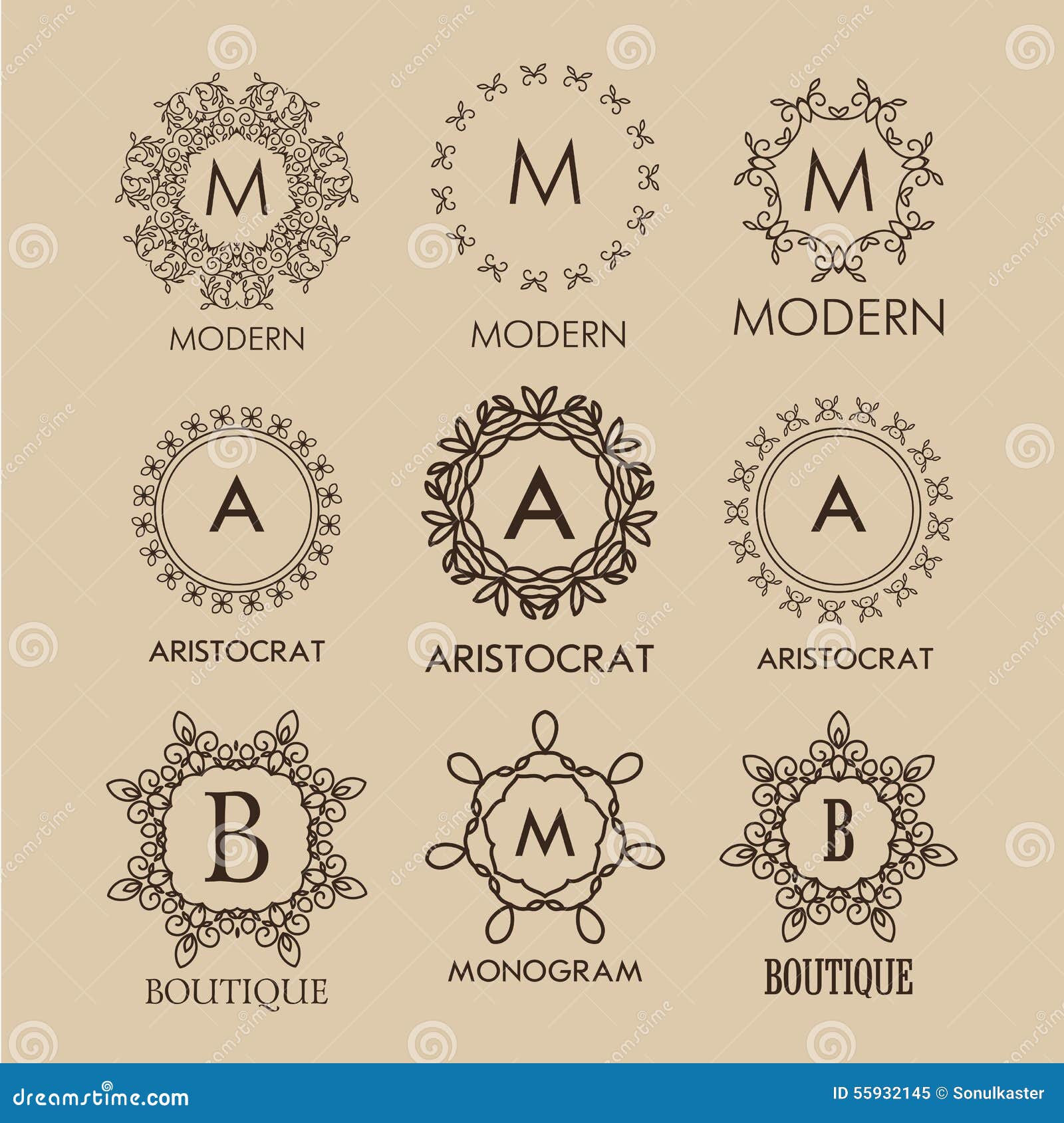 Set of Simple and Elegant Monogram Designs Stock Vector - Illustration ...