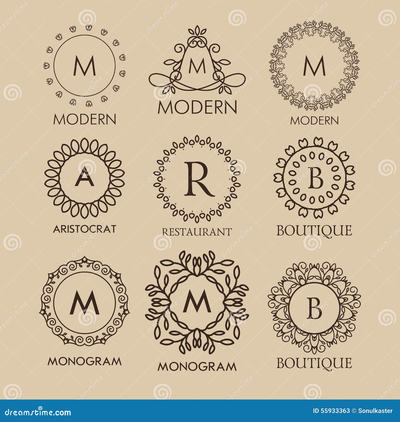 Set of Simple and Elegant Monogram Designs Stock Vector - Illustration ...