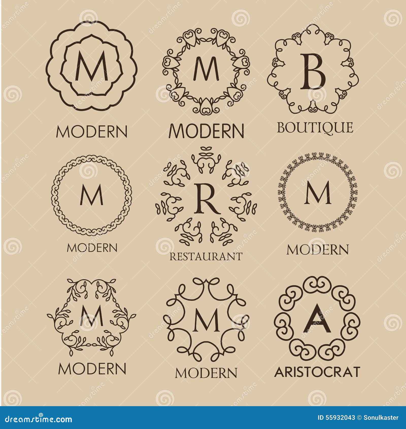 Set of Simple and Elegant Monogram Designs Stock Vector - Illustration ...