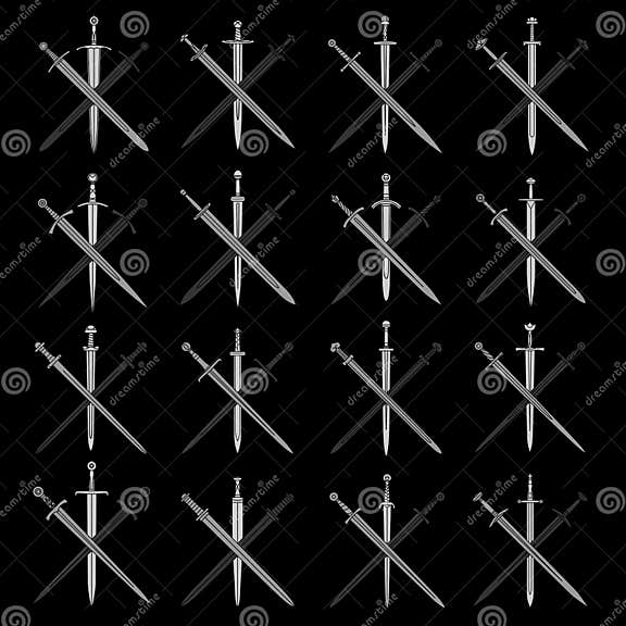 Set of Simple Emblems of Three Crossed Swords. Stock Vector ...