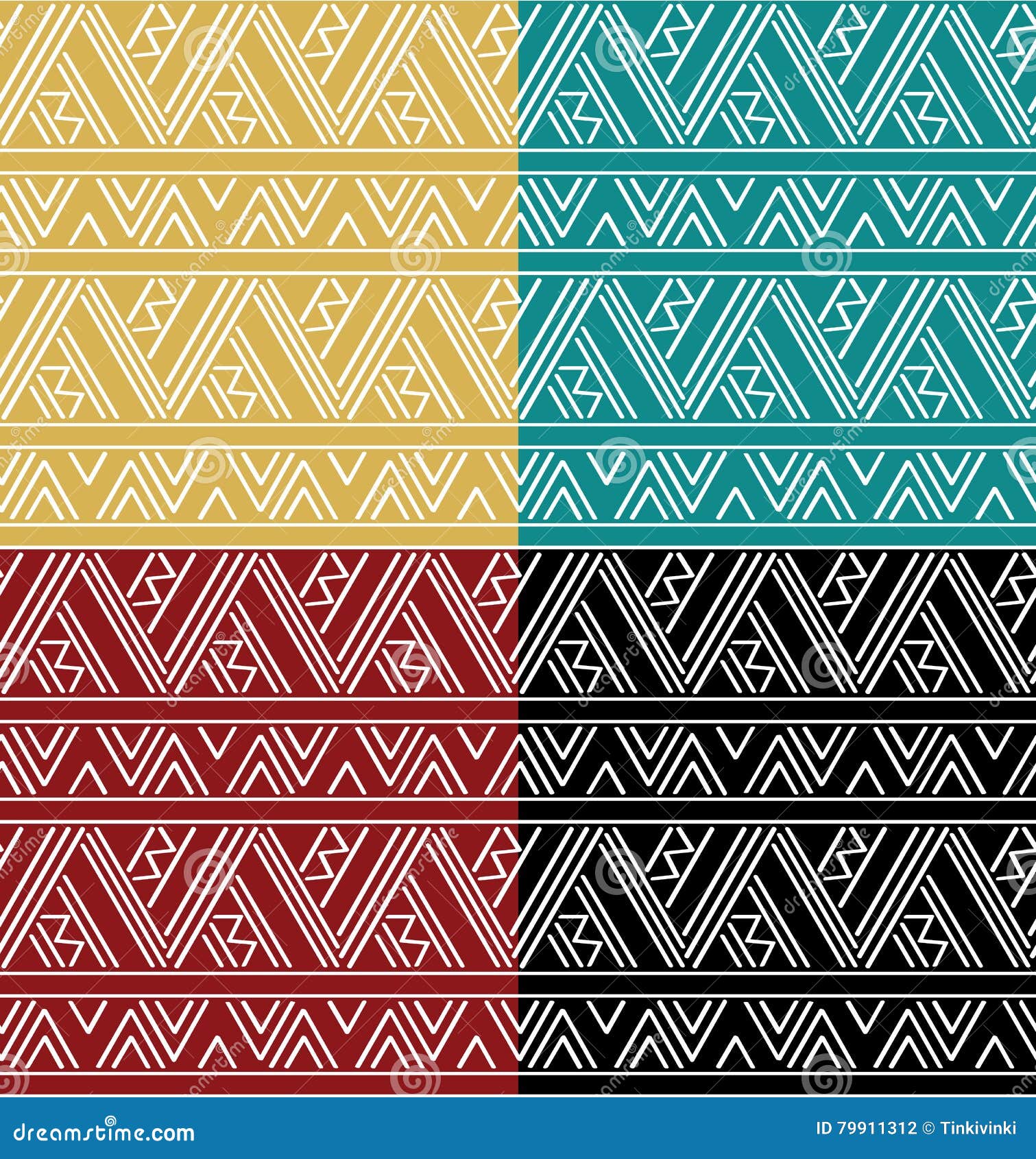 Set of Simple Ethnic Geometric Seamless Pattern. Stock Vector ...
