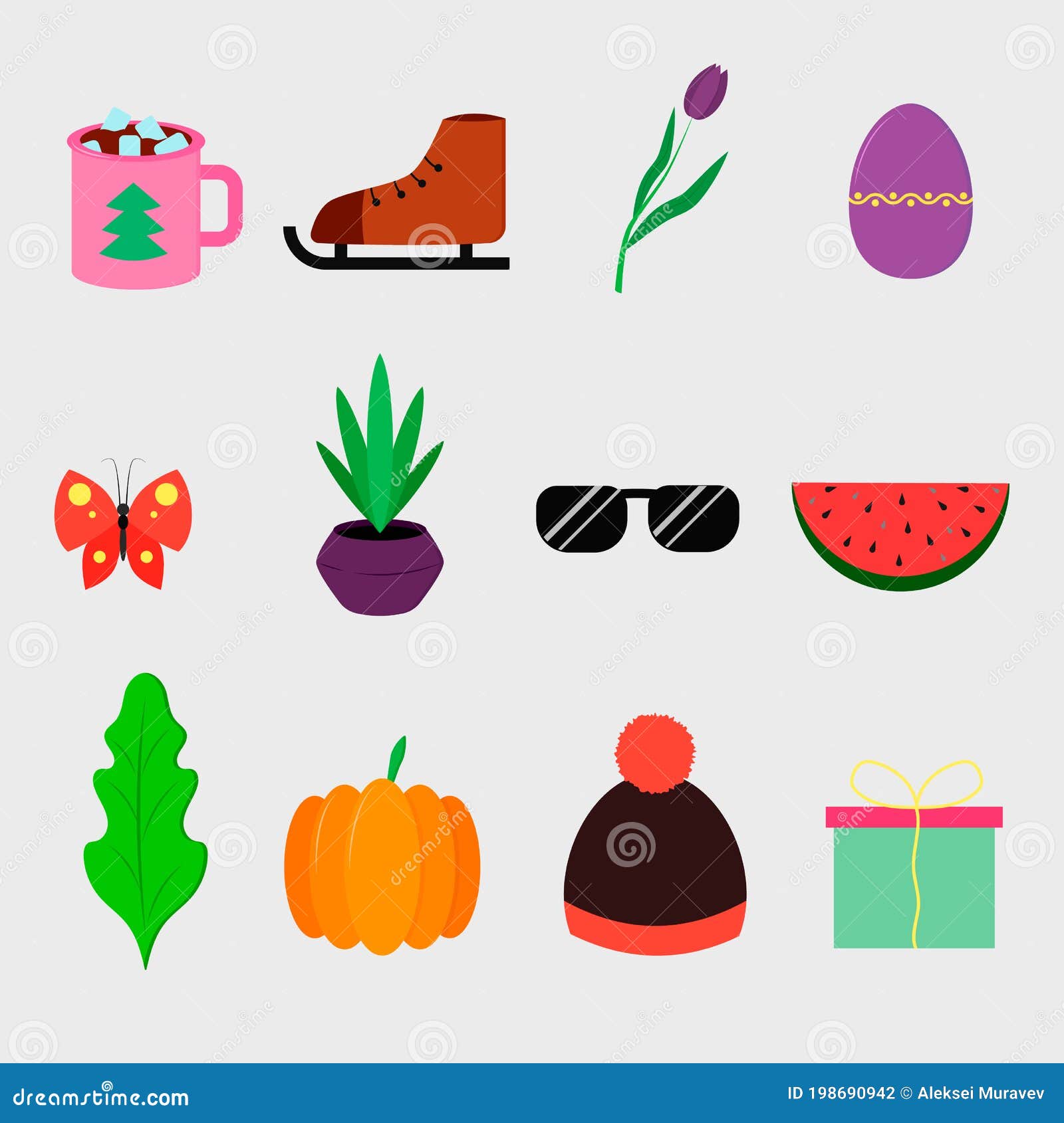 Set of Simple Flat Icons. Vector Cartoon Illustrations Stock ...