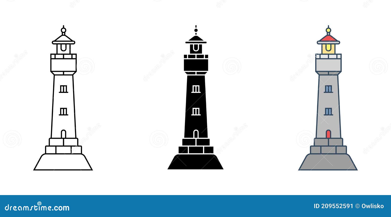 Set of Simple Flat Minimalism Lighthouses Stock Vector - Illustration ...