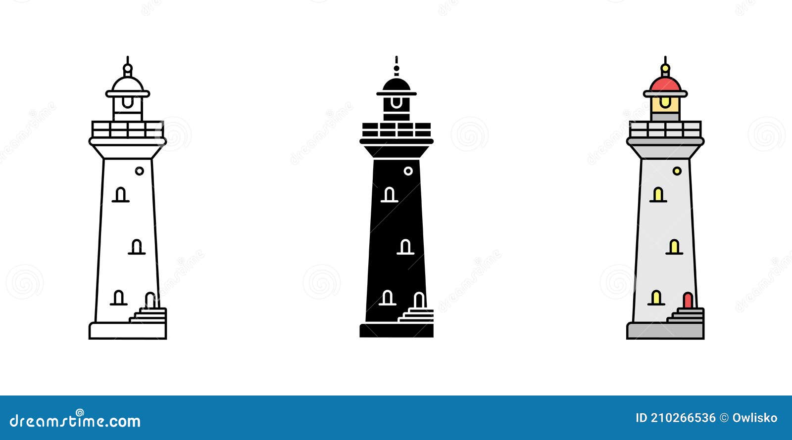 Set of Simple Flat Minimalism Lighthouses Stock Vector - Illustration ...