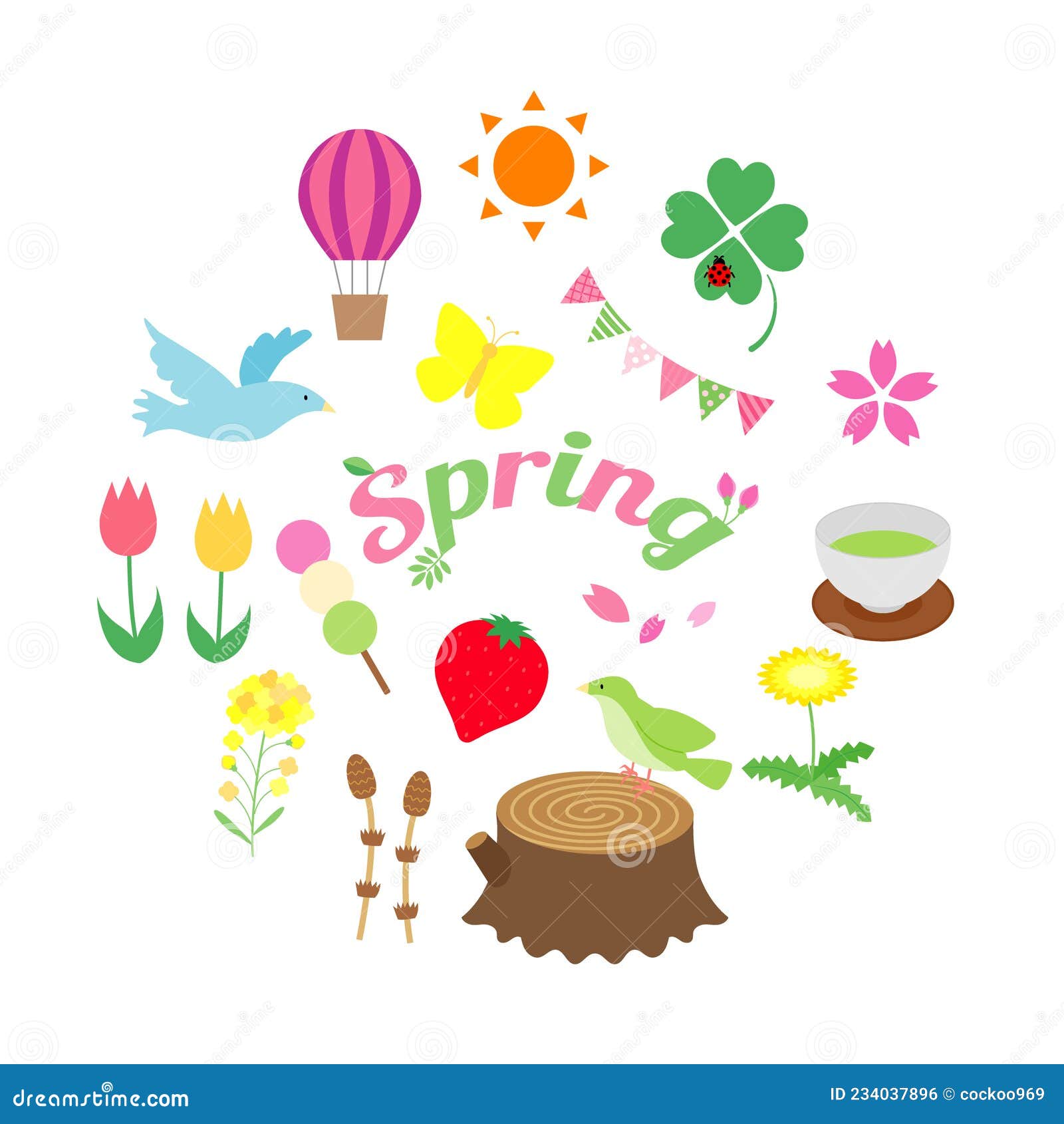 A Set of Simple and Flat Spring Illustrations Stock Vector ...