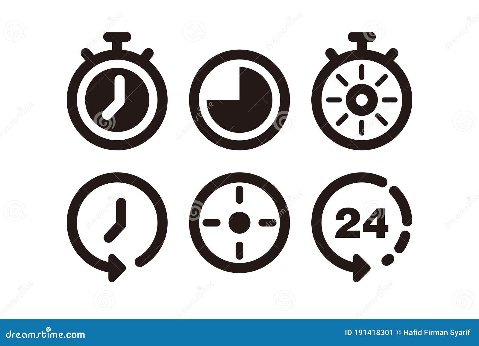 Set of Simple Flat Time Icon Vector Stock Vector - Illustration of ...