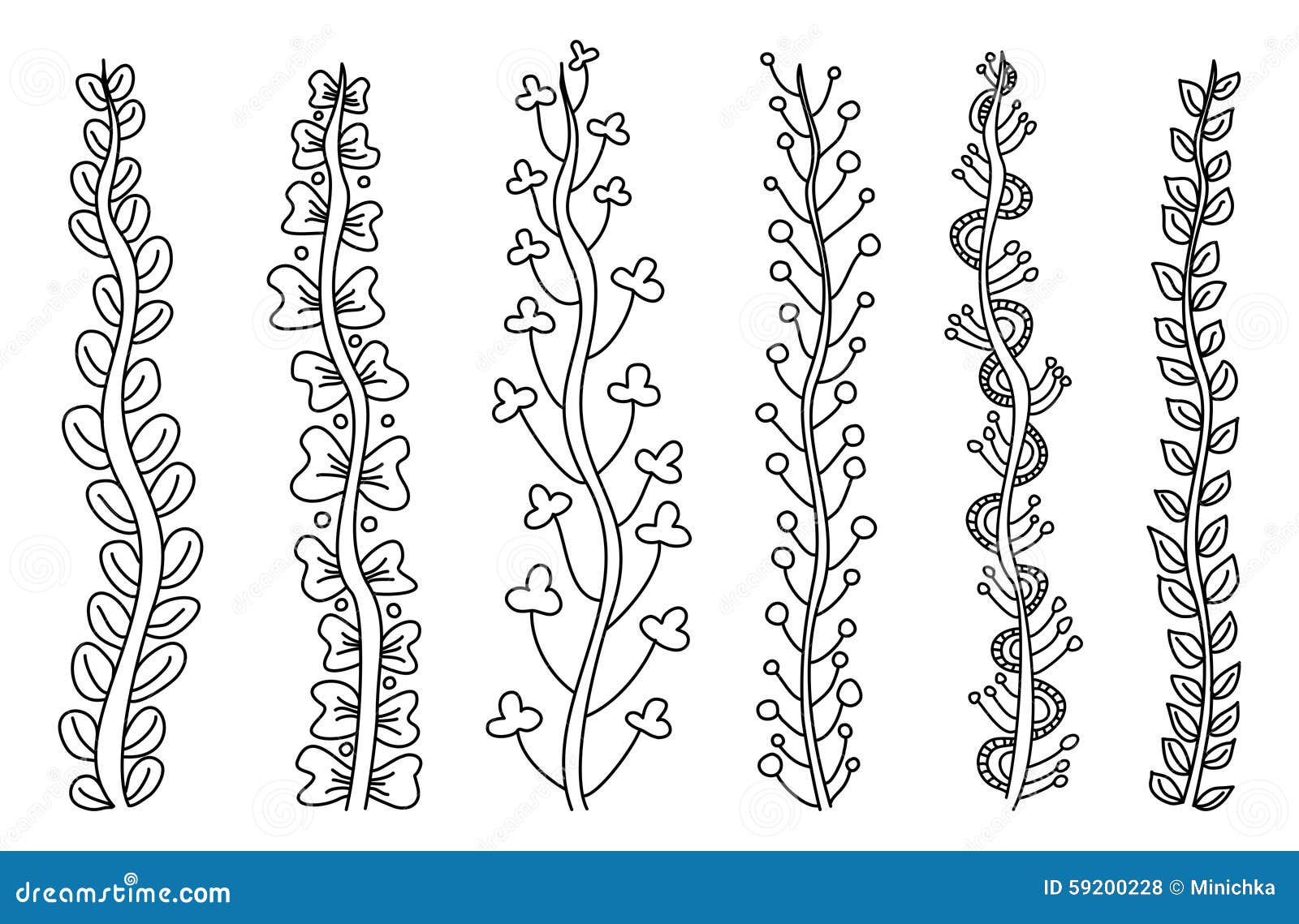 Set of simple floral stems stock vector. Illustration of nature - 59200228