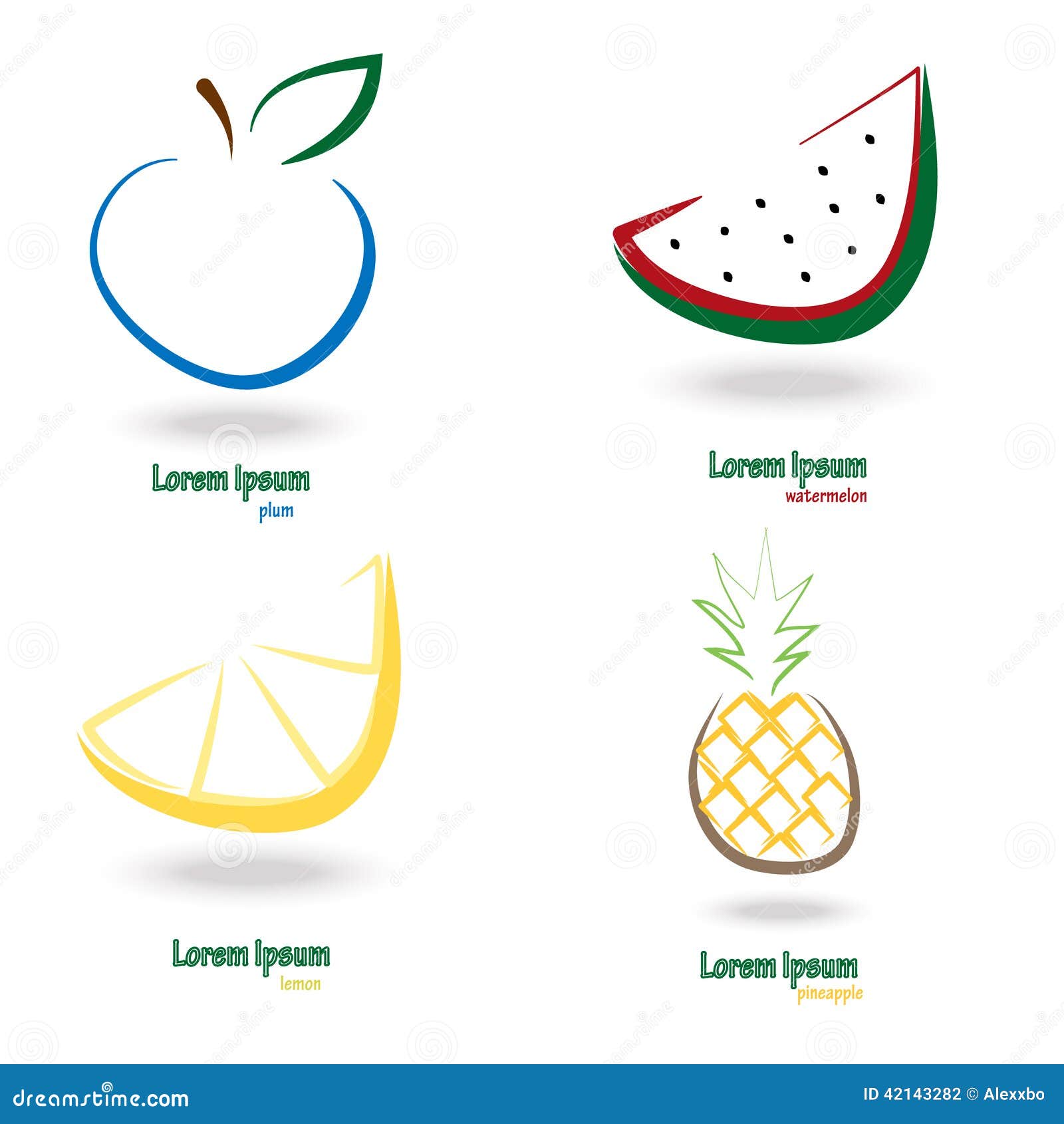 Set simple fresh fruit. stock vector. Illustration of healthy - 42143282