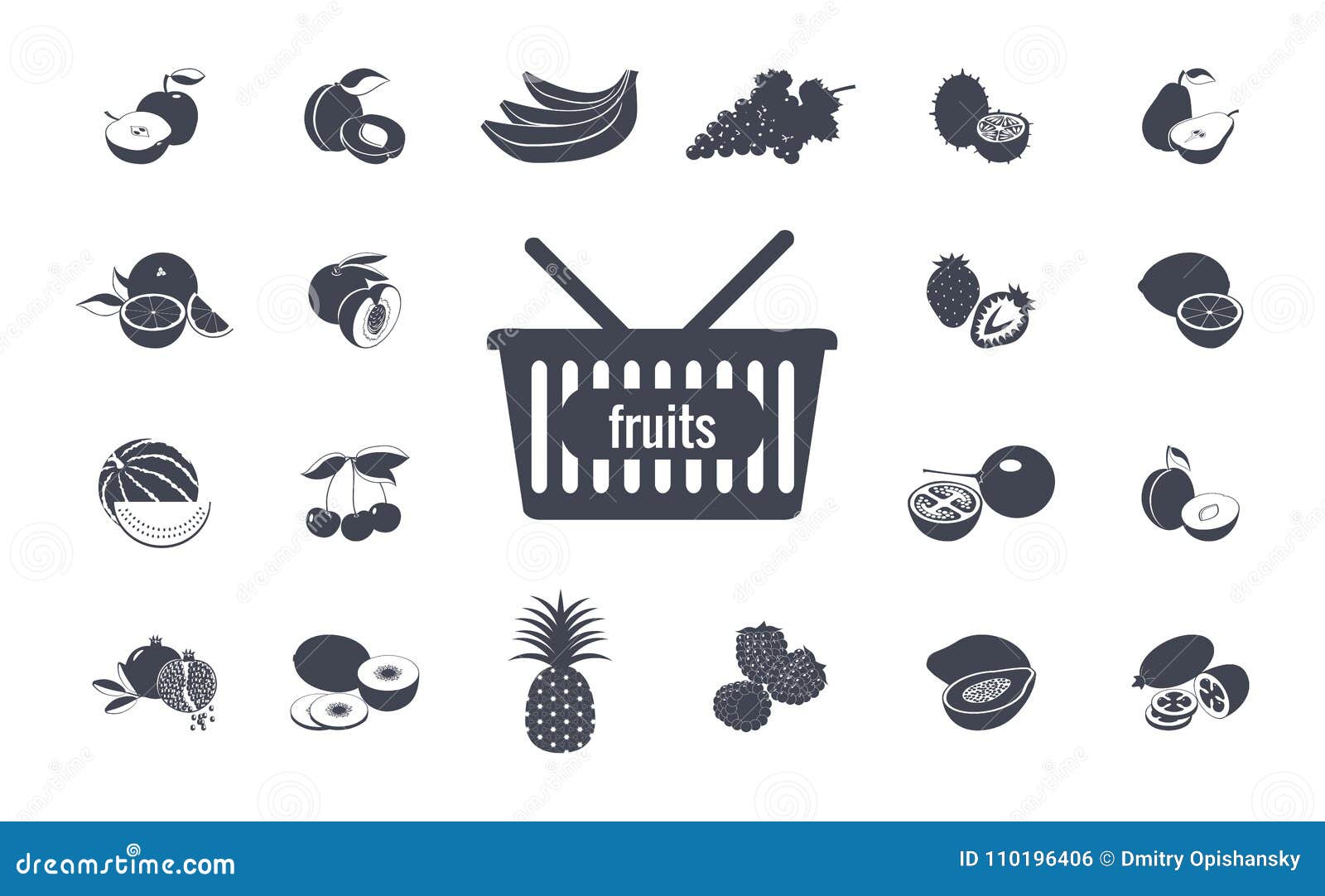 Set of simple fruits icons stock vector. Illustration of citrus - 110196406