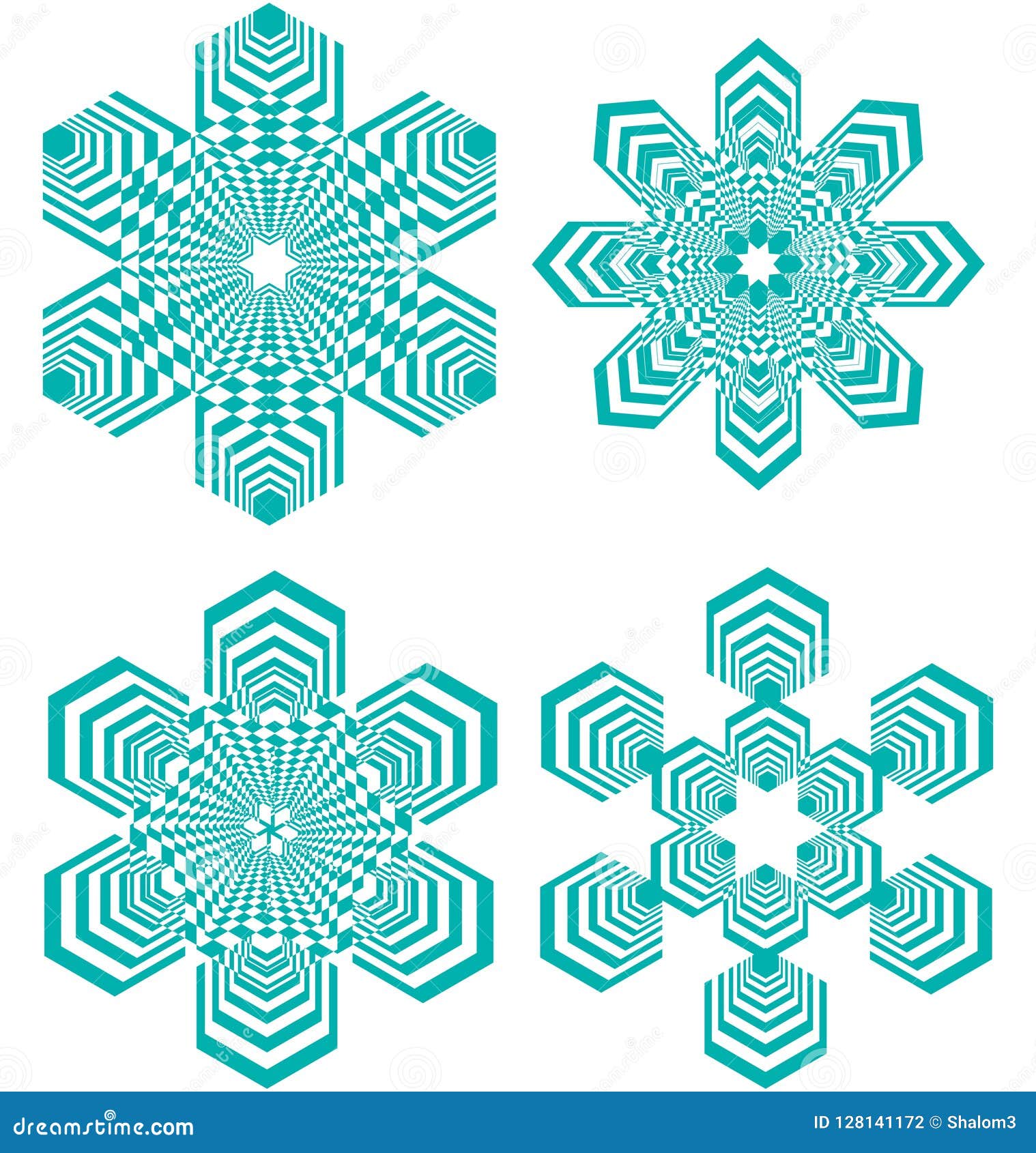 Set of Simple Geometric Design Elements, Turquoise Shapes on White ...