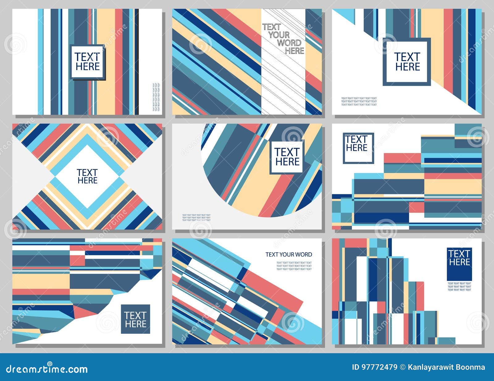 Set of 9 Simple Geometric Graphic Covers Design. Vector Illustration ...