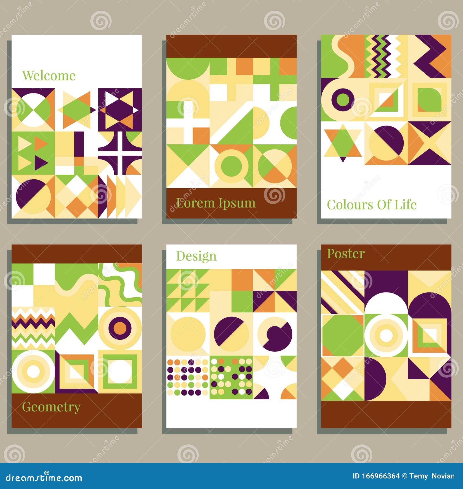 Set of 6 Simple Geometric Modern Template Designs. Vector Illustration ...