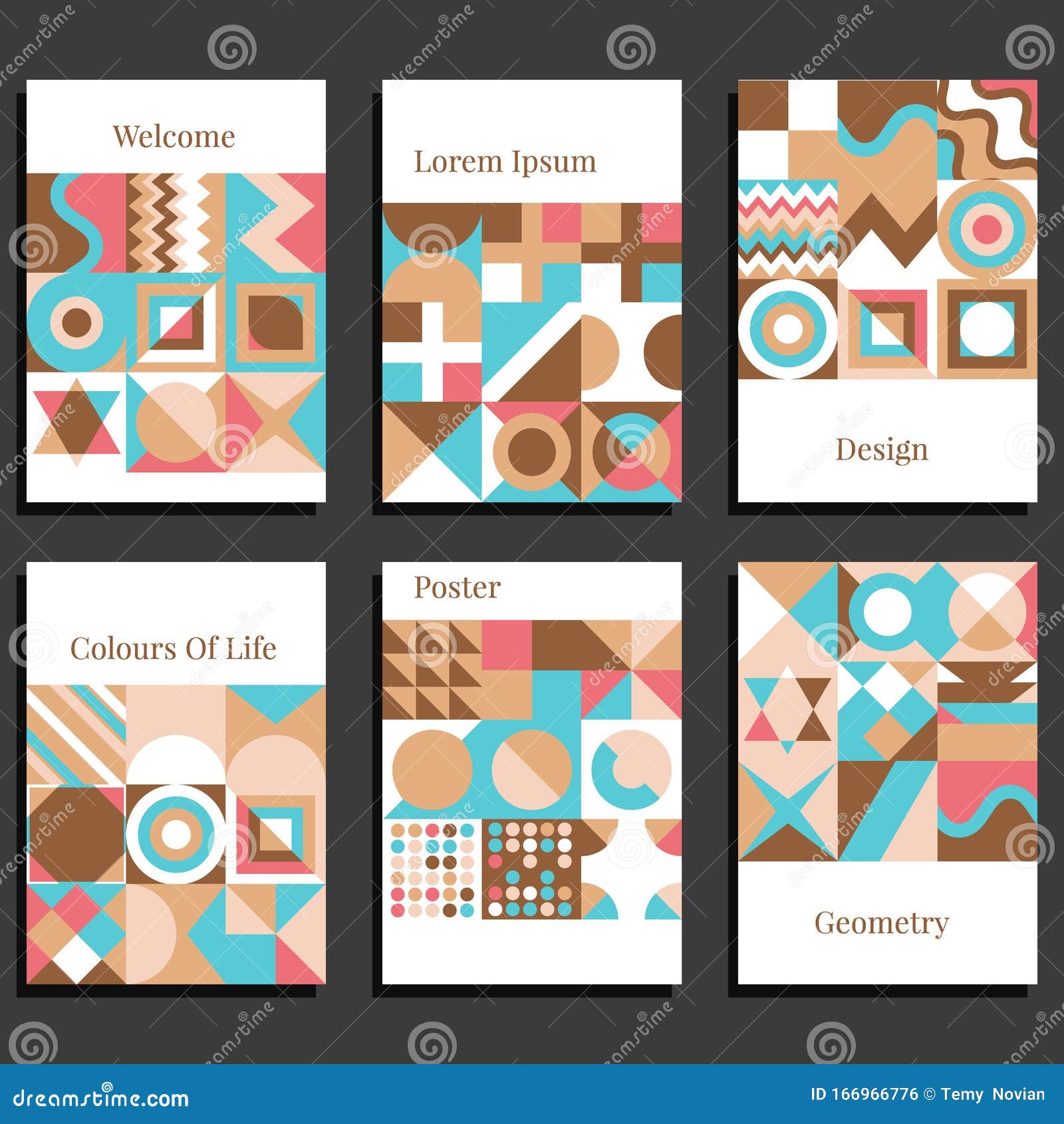 Set of 6 Simple Geometric Modern Template Designs. Vector Illustration ...