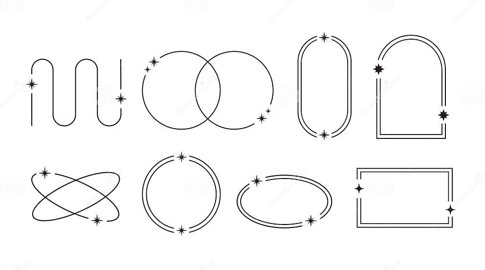 Set of Simple Geometry Line Elements Vector Illustration Stock Vector ...