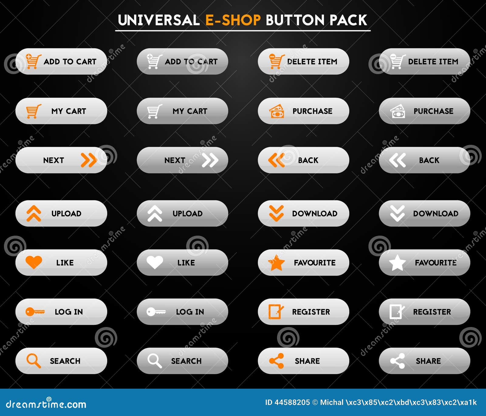 Set of Simple Grey E-shop Buttons Stock Vector - Illustration of media ...