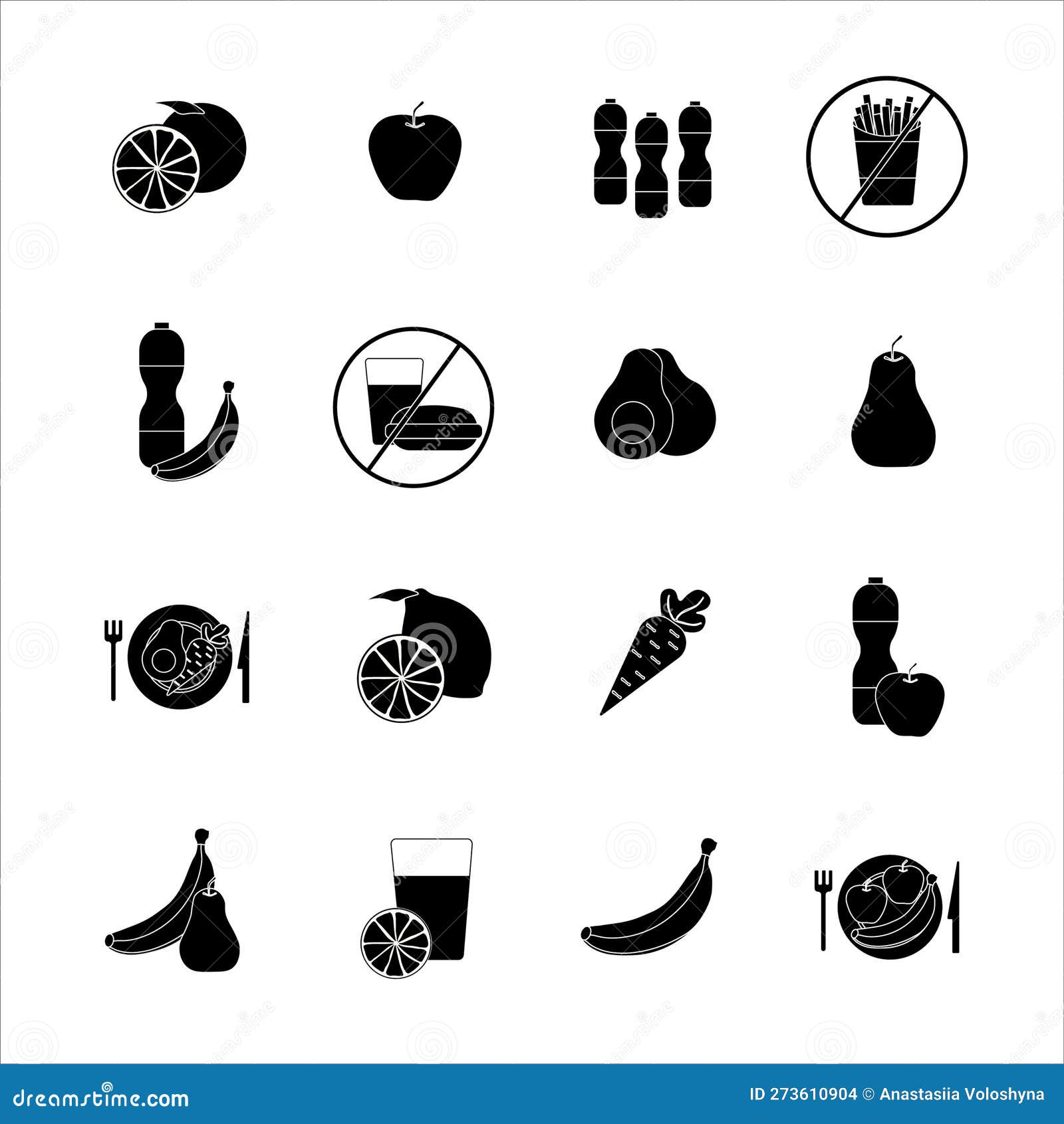 Set of Simple Healthy Eating Icons Stock Vector - Illustration of apple ...