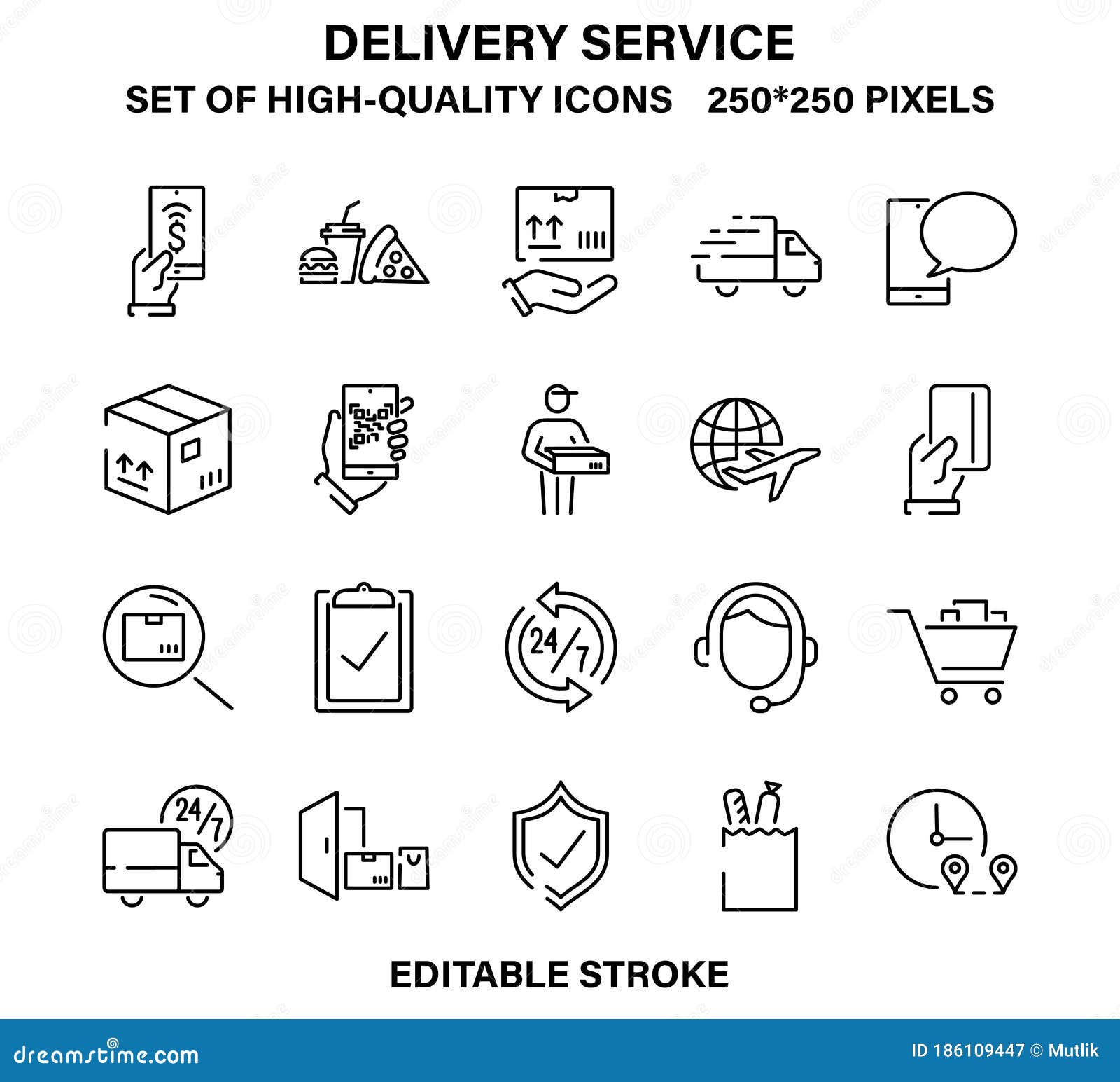 A Set of Simple but High-quality Icons for the Delivery Service or ...