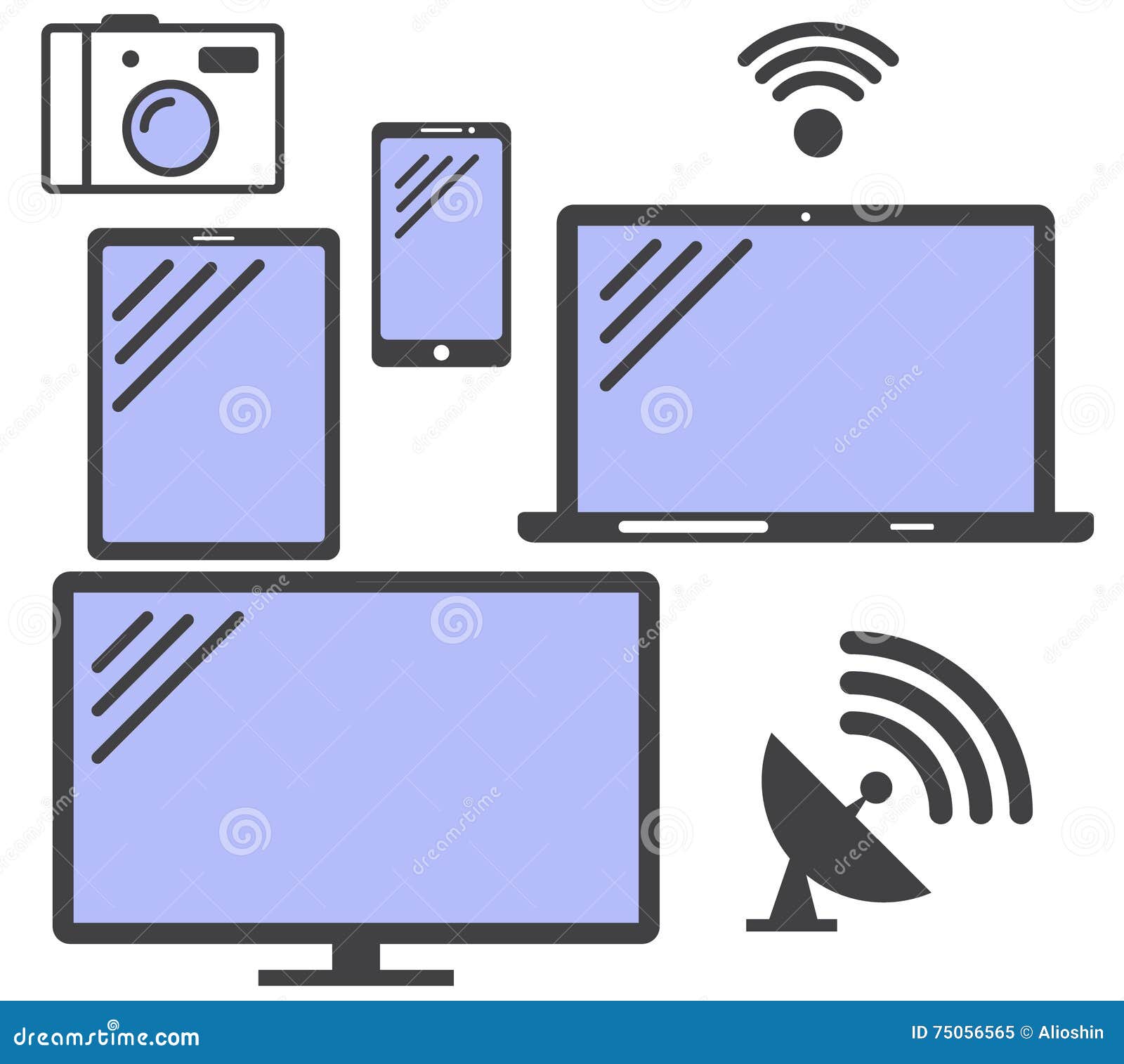 Set of Simple Icons Gadgets. Vector. Stock Vector - Illustration of ...