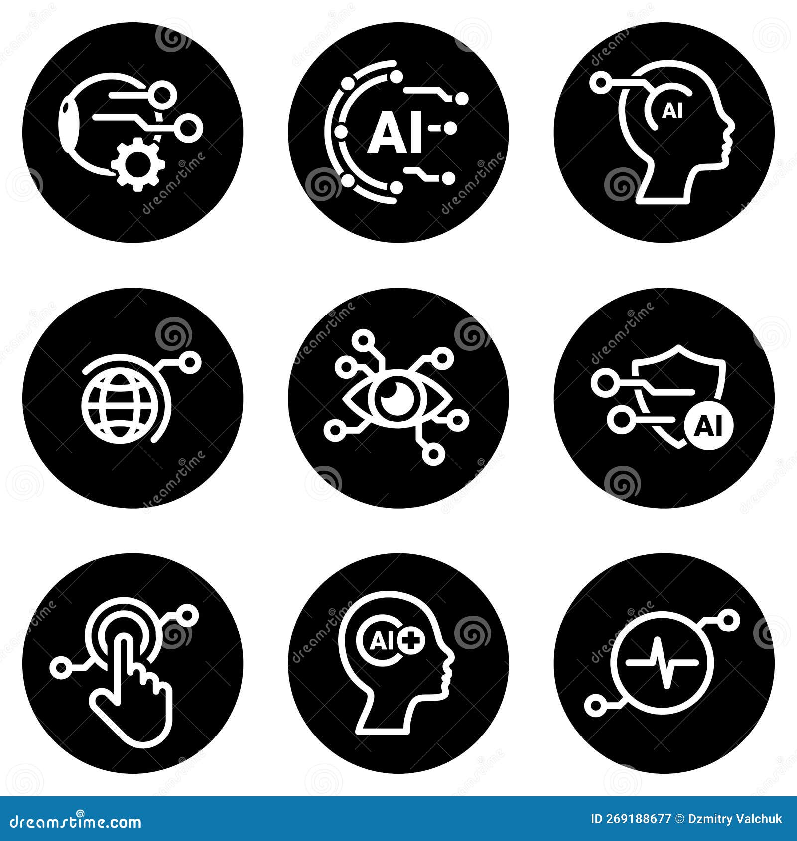 Set of Simple Icons on a Theme Artificial Intelligence, Vector, Design ...