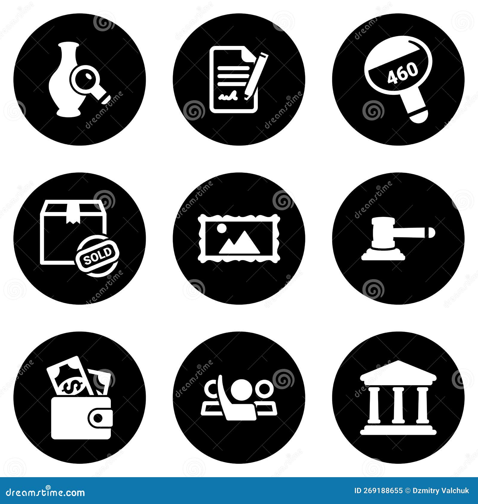 Set of Simple Icons on a Theme Auction, Vector, Design, Collection ...