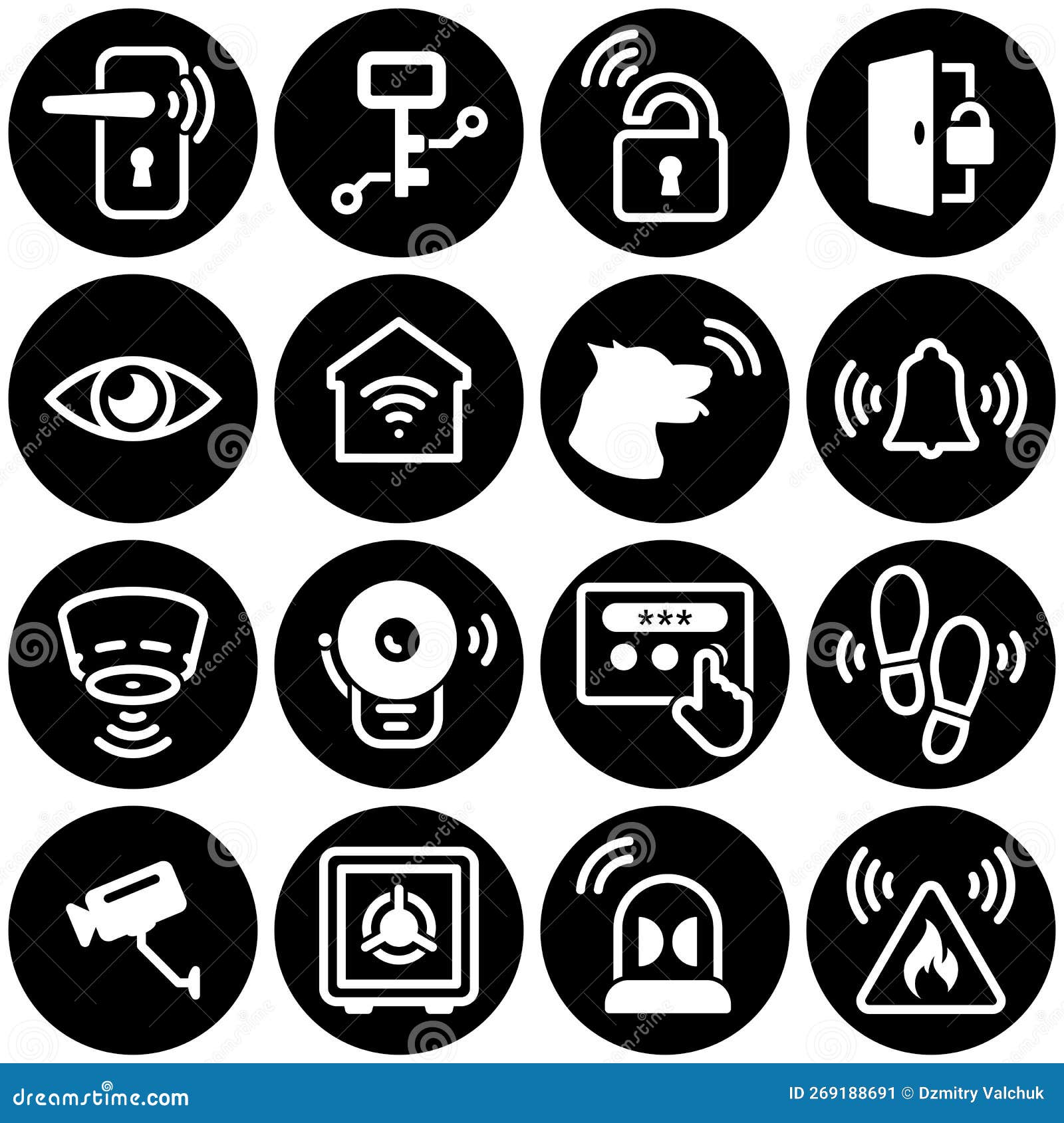 Set of Simple Icons on a Theme Home Security , Vector, Design ...