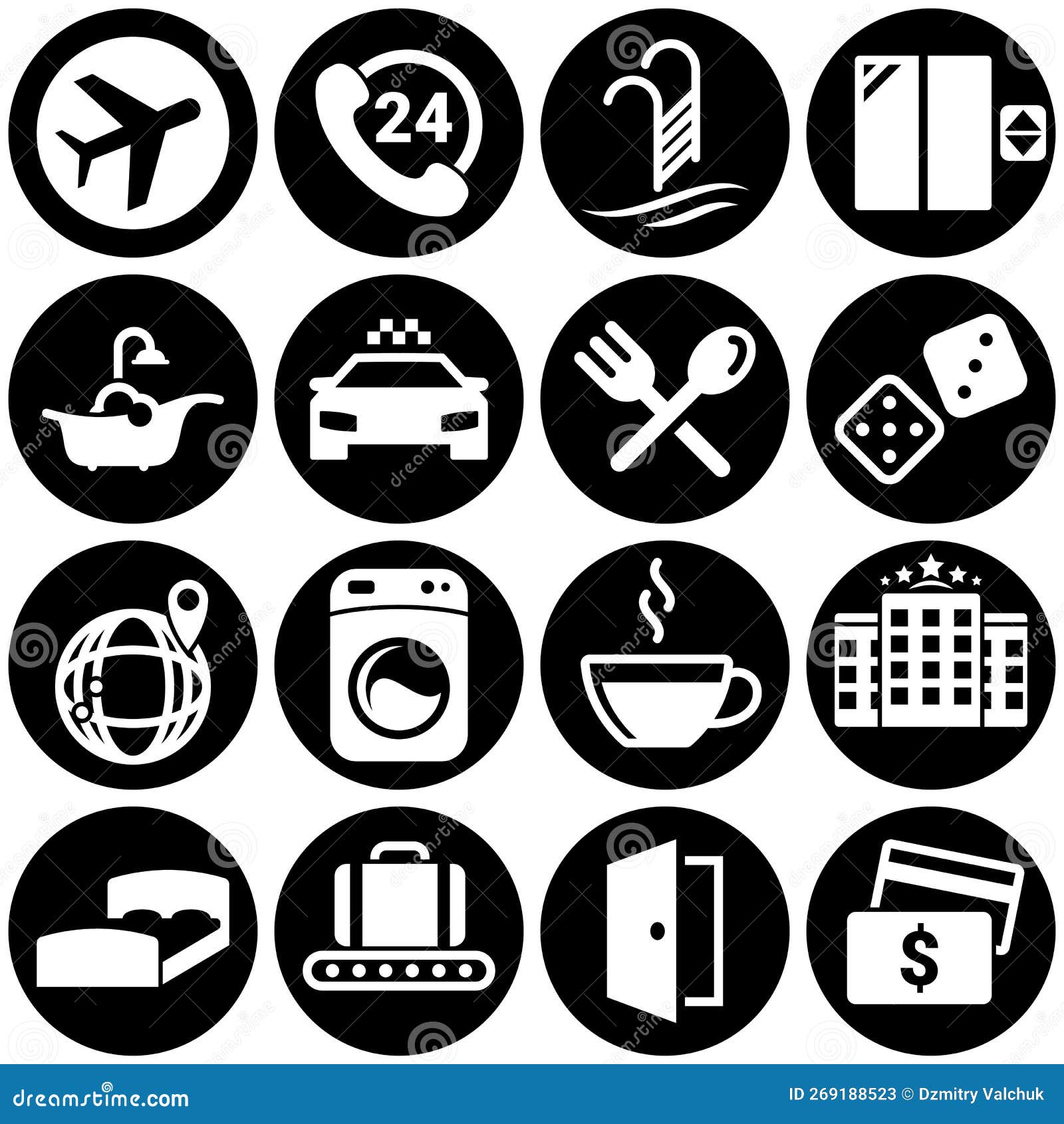 Set of Simple Icons on a Theme Hotel, Vector, Design, Collection, Flat ...