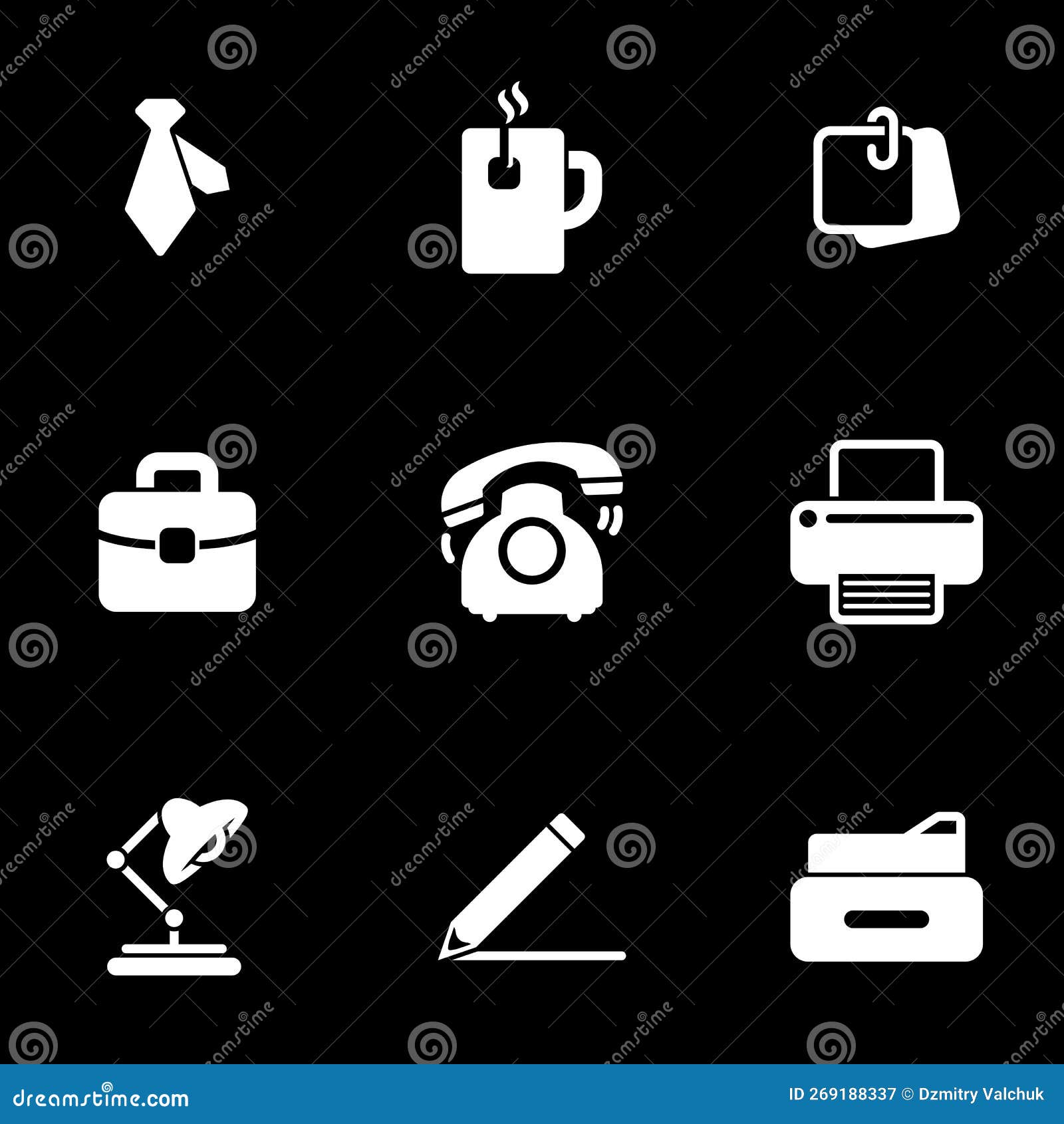 Set of Simple Icons on a Theme Office, Work, Business, Vector, Set ...