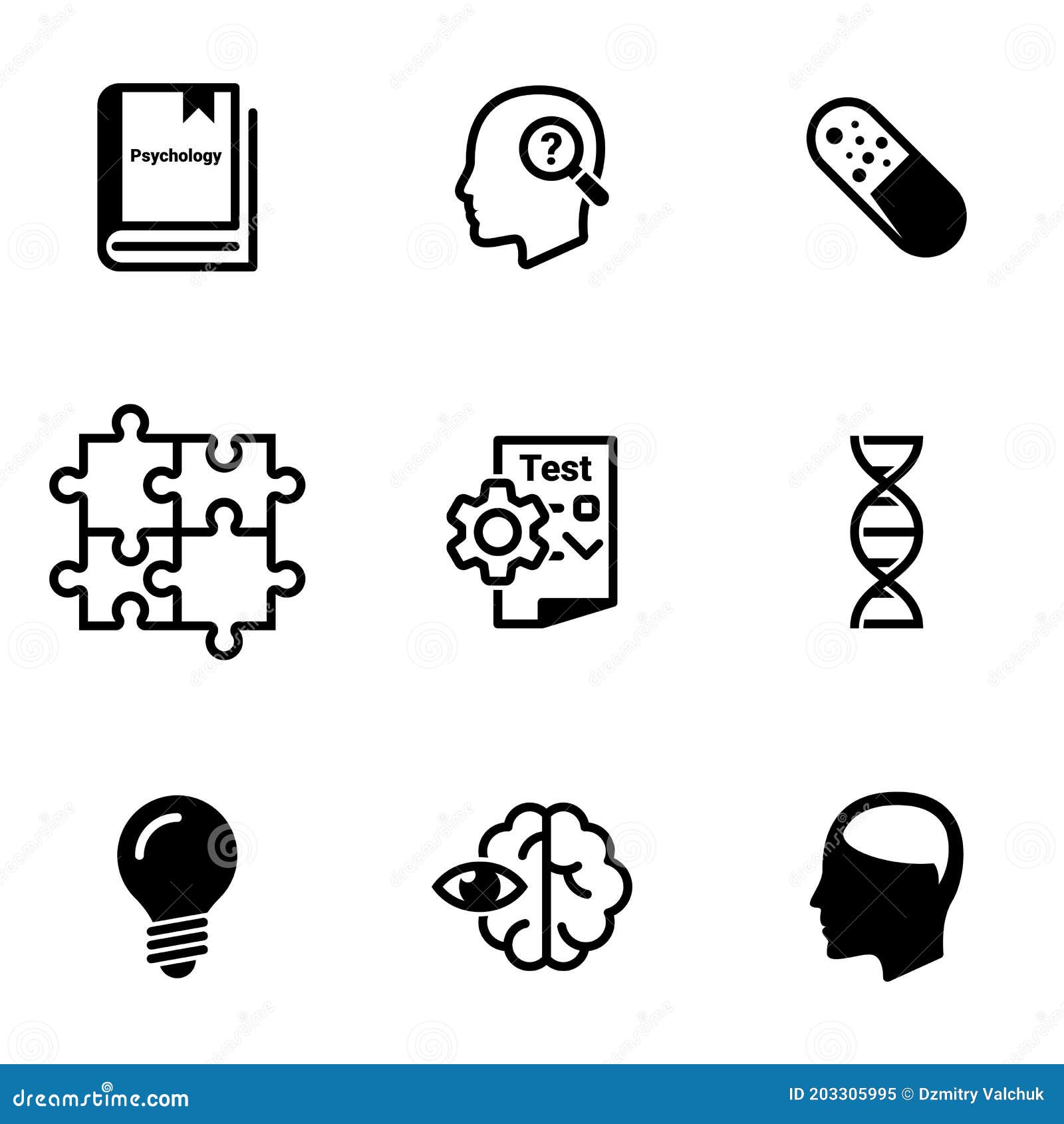 Simple Vector Icons. Flat Illustration on a Theme Psychology, Learning ...