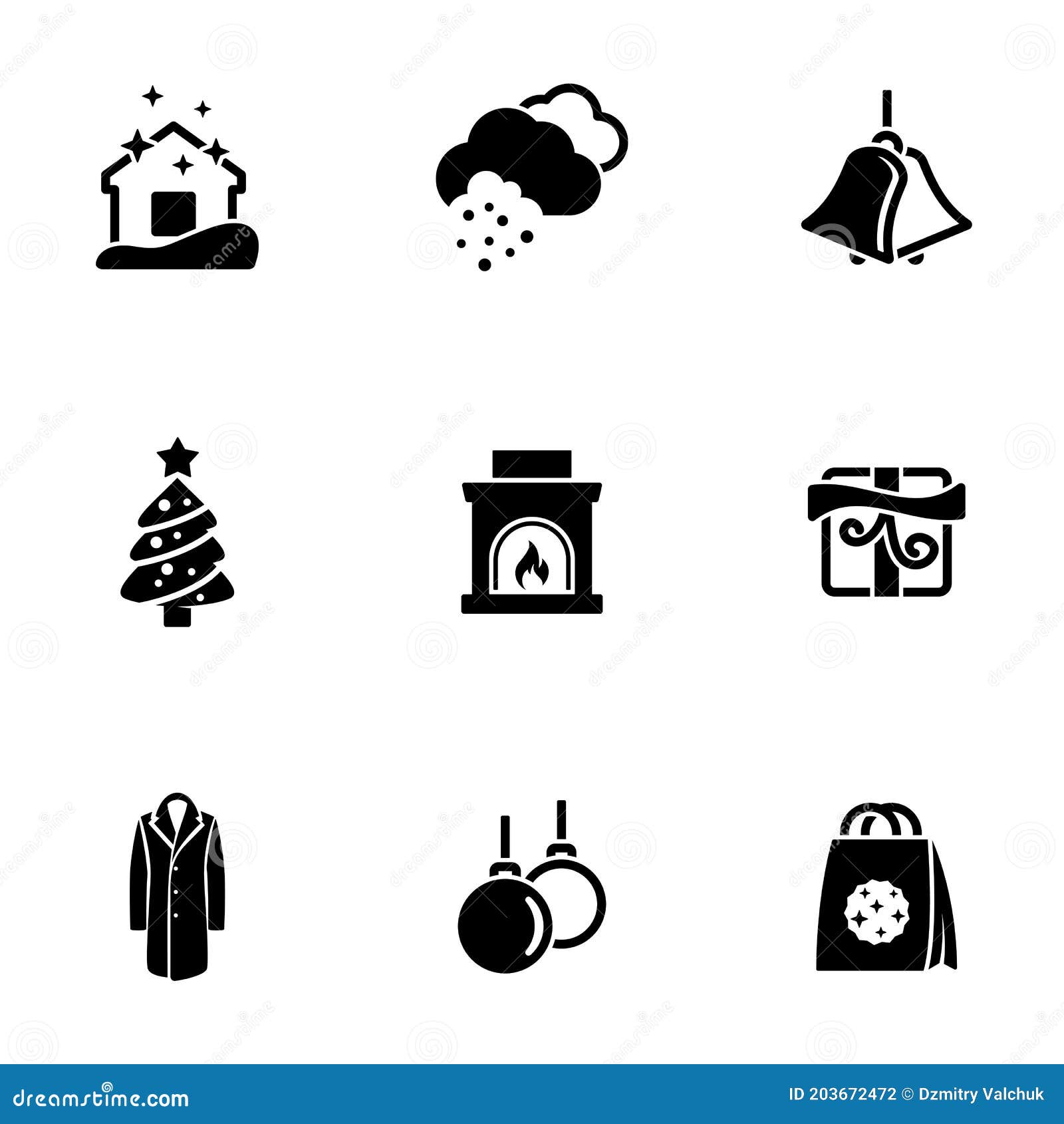 Set of Simple Icons on a Theme Winter, Vector, Design, Collection, Flat ...