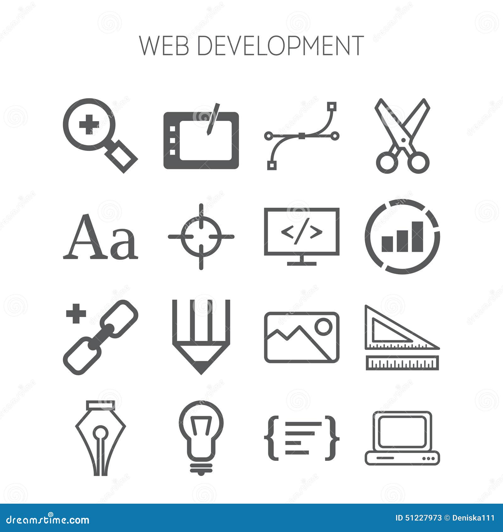 Set of Simple Icons for Web Development and Stock Vector - Illustration ...