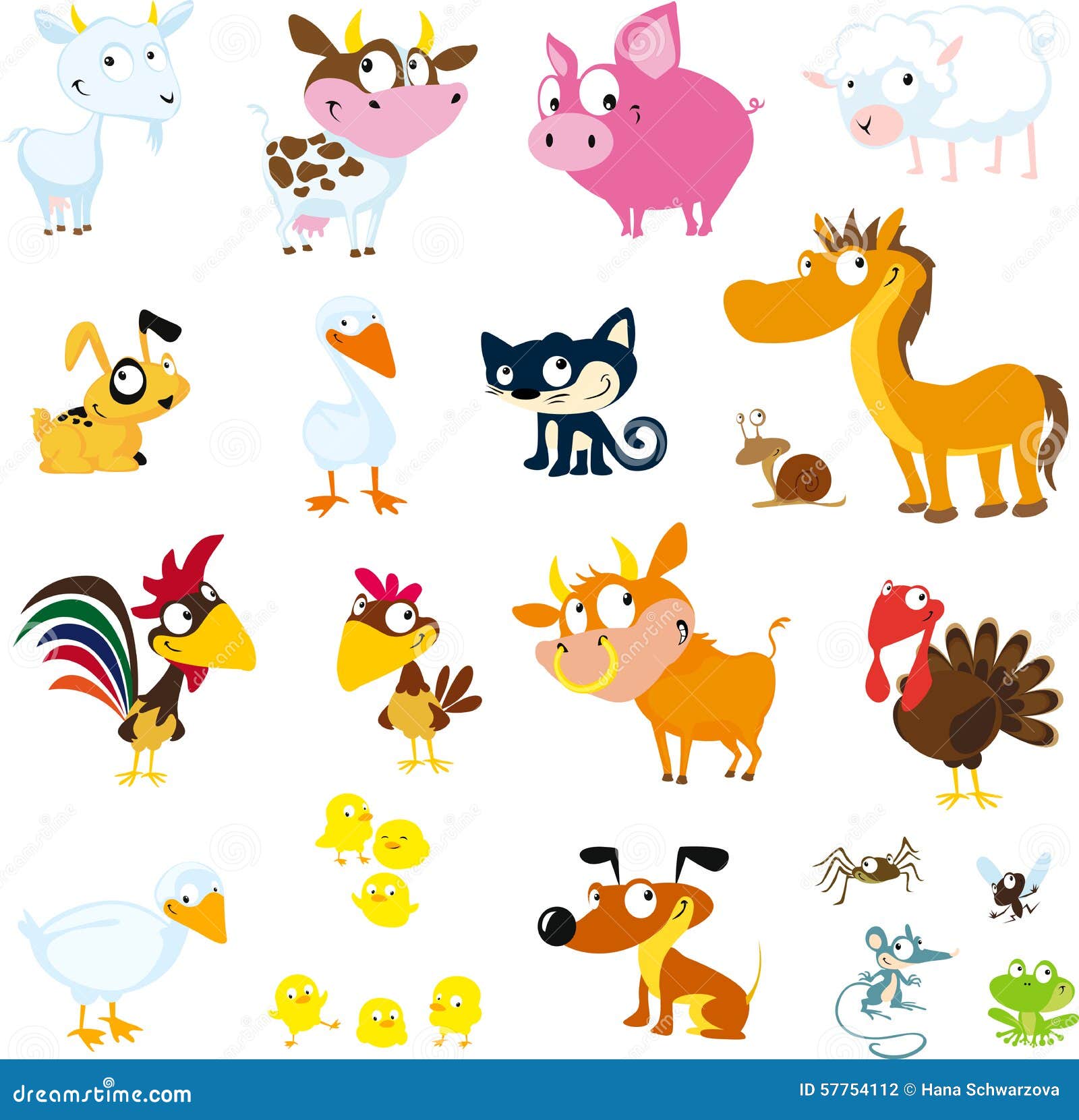 Set of Simple Images of Farm Animals - Vector Stock Vector ...