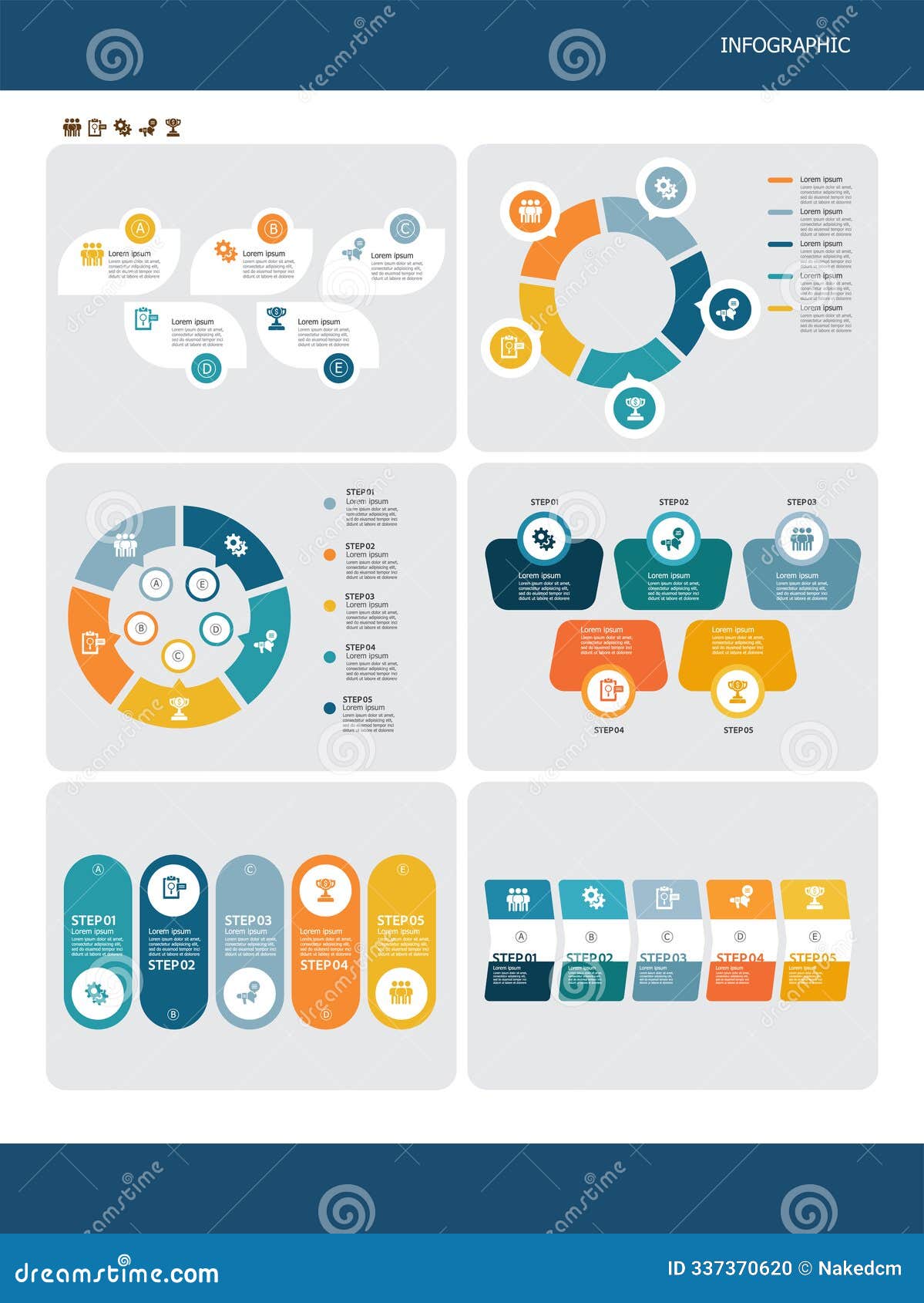 Set of Simple Infographics Timeline Business Workflow Report Background ...