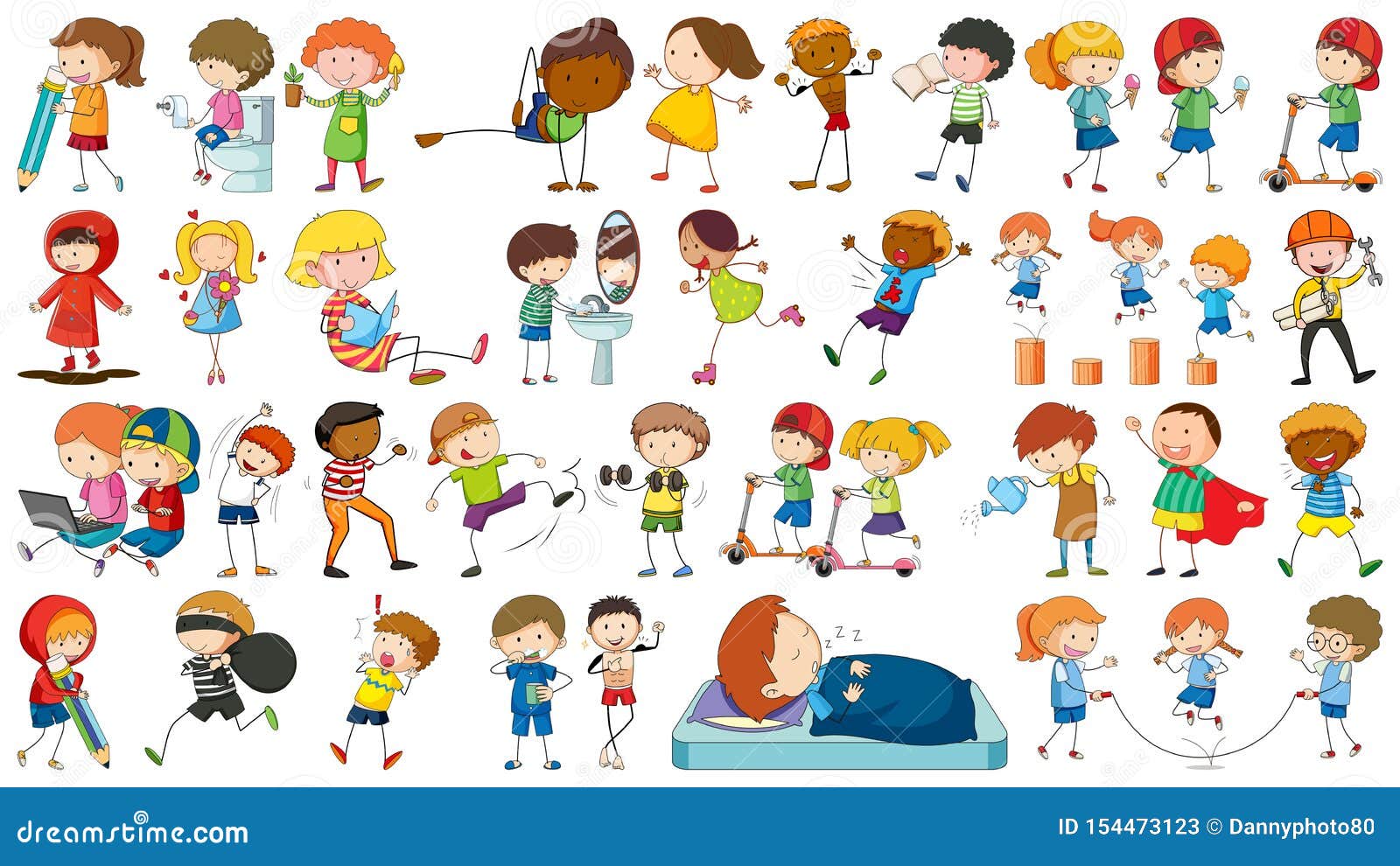 Set of simple kids stock vector. Illustration of drawing - 154473123