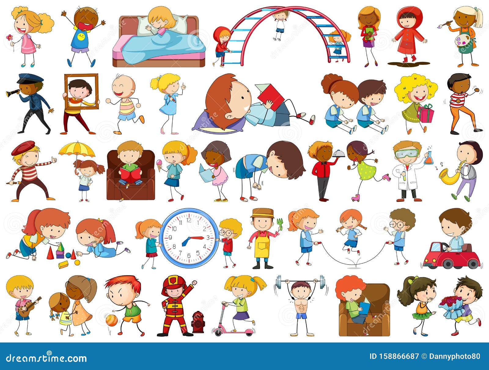 Set of simple kids stock vector. Illustration of person - 158866687