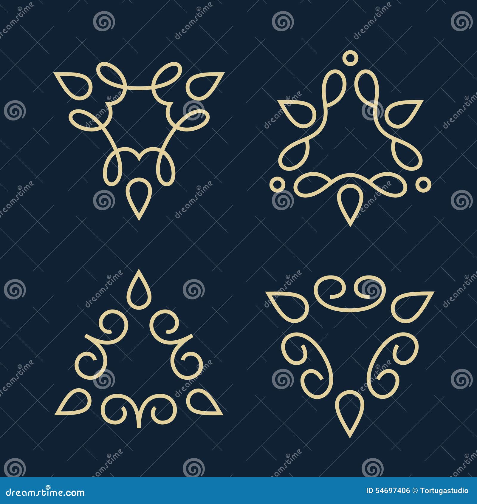 Set of Simple Line Art Monogram Logo Design Stock Vector - Illustration ...